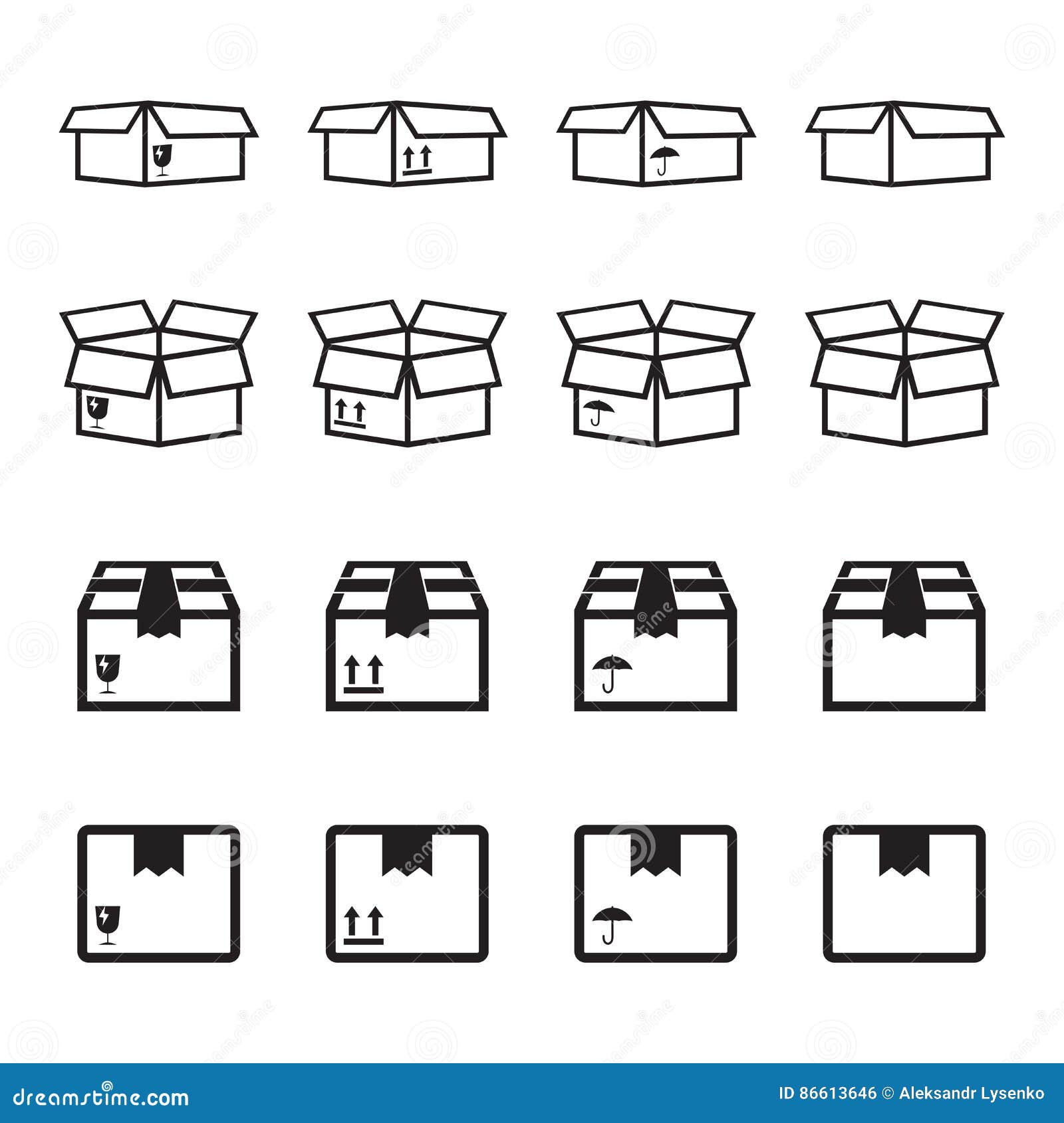 Set of packaging box icon. stock vector. Illustration of discount ...