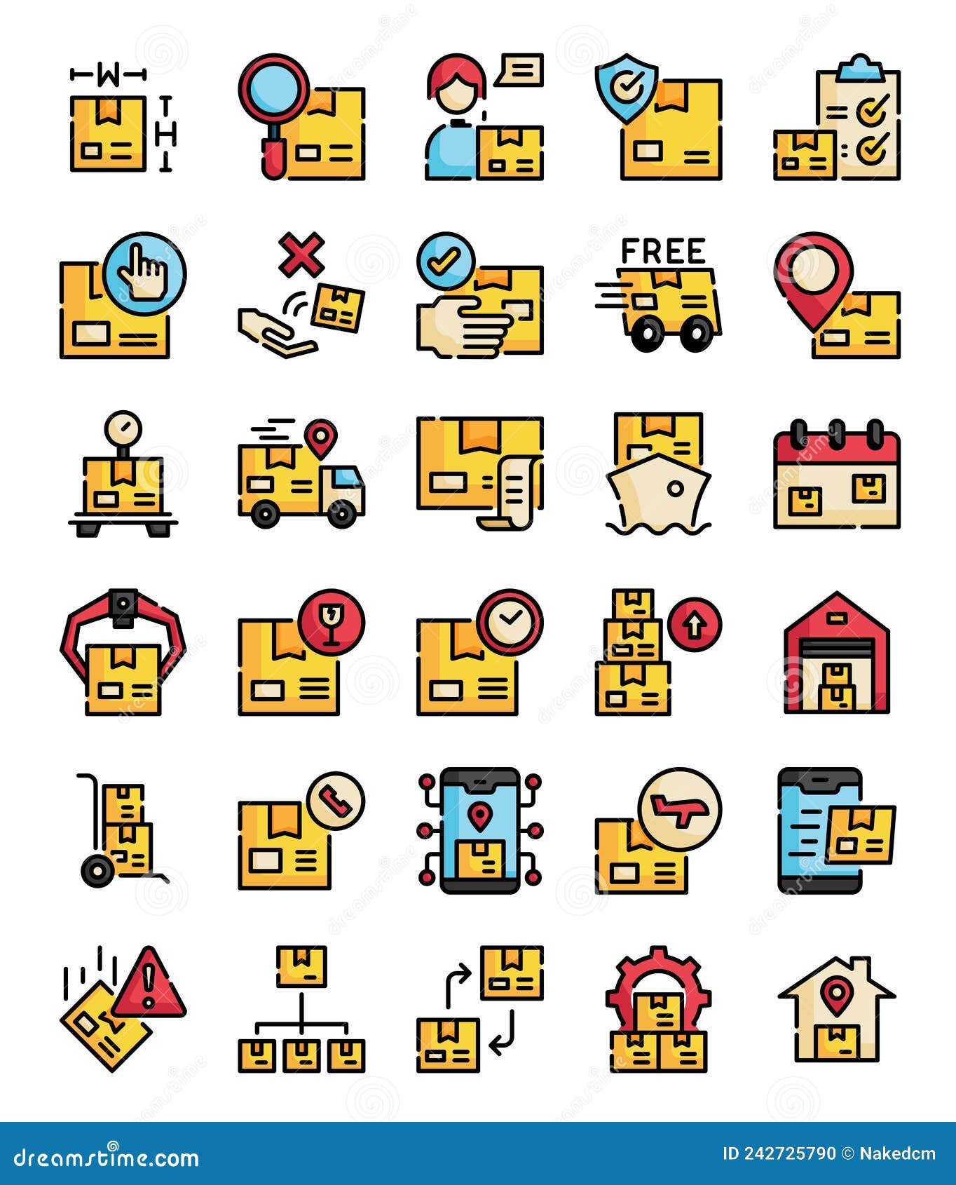 Set of Packaging Delivery Filled Outline Web Icons Stock Vector ...