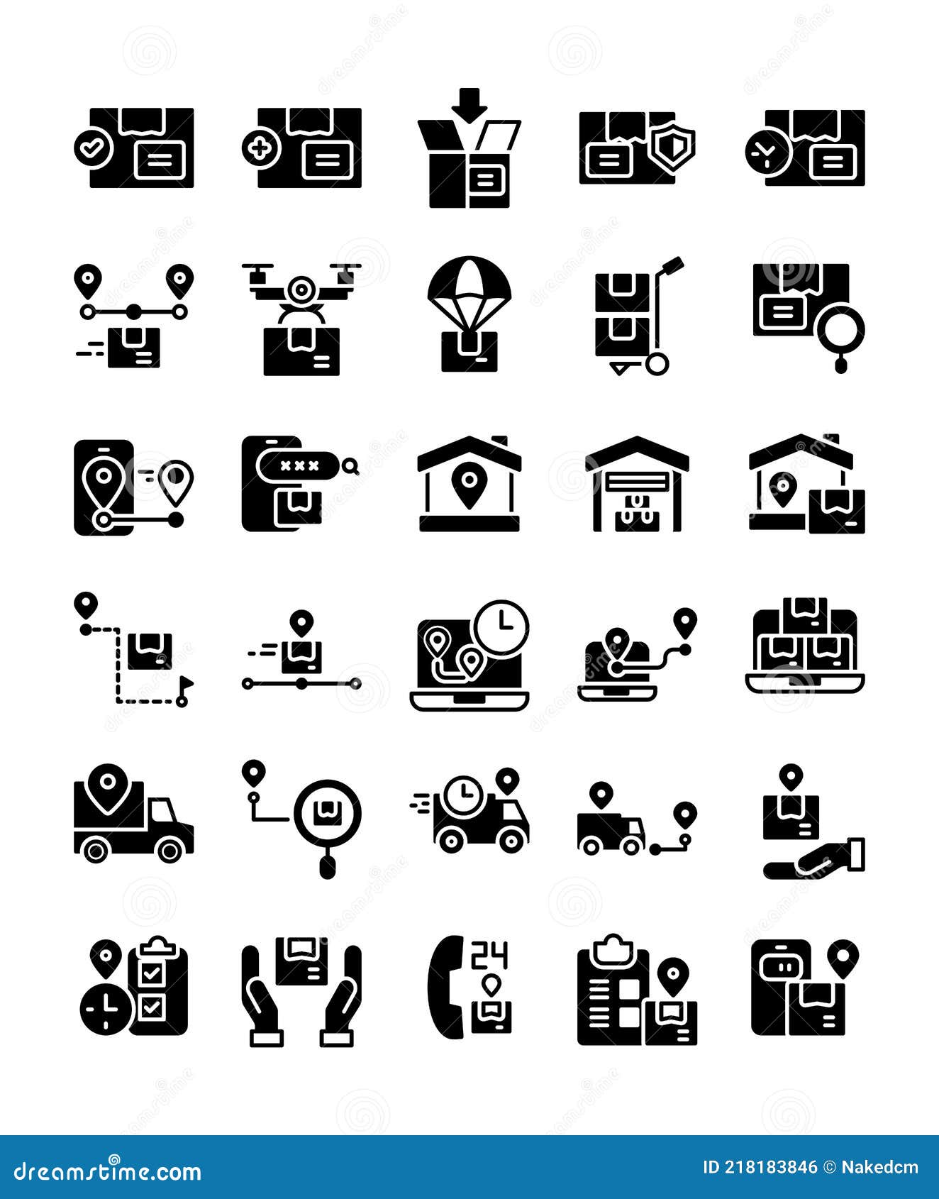Set of 30 Packaging and Delivery Service Solid Icon Stock Vector ...