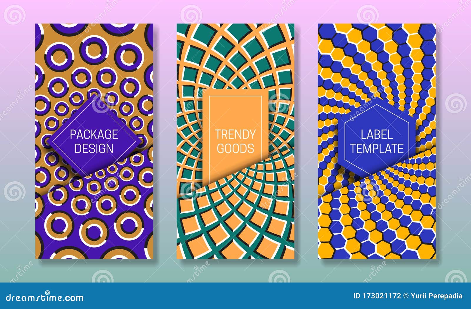 Set Of Packaging Design With Optical Illusion Backgrounds. Moving ...
