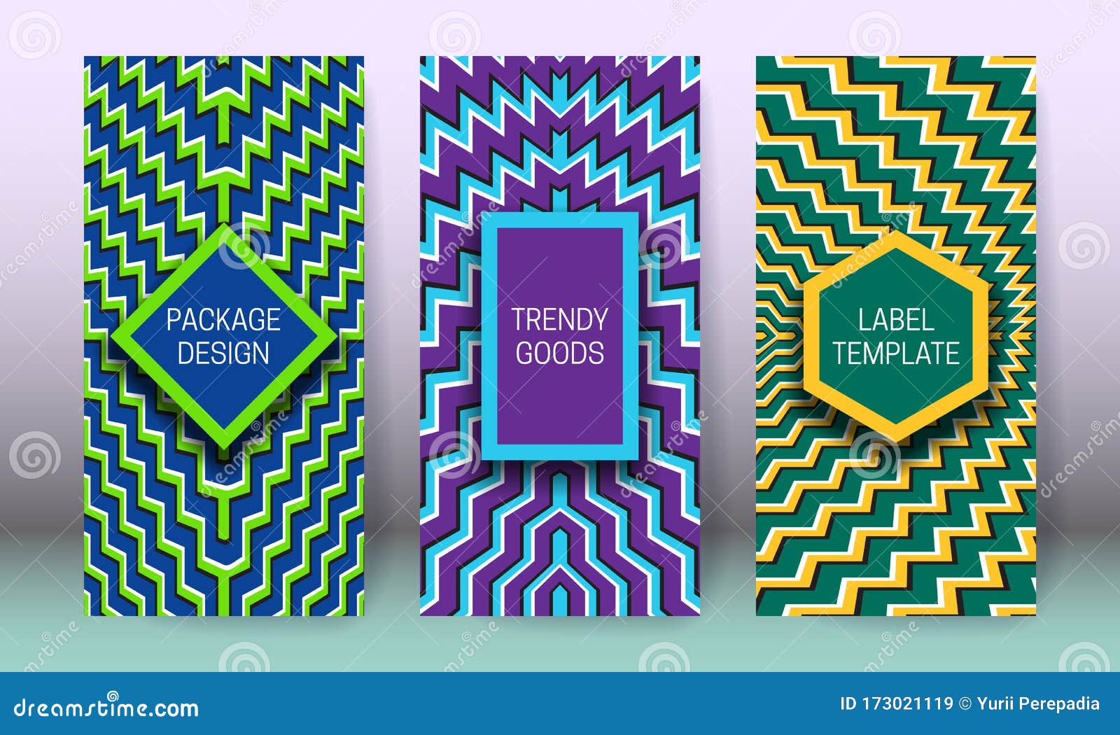 Set Of Packaging Design With Optical Illusion Backgrounds. Moving ...