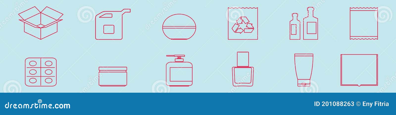 Set of Packaging Icon. Cartoon Design Template with Various Models ...