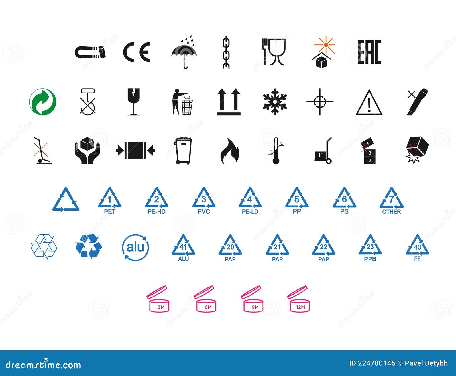 Set of Packaging Sign, Symbol. Vector Illustration. Flat Design. Stock ...