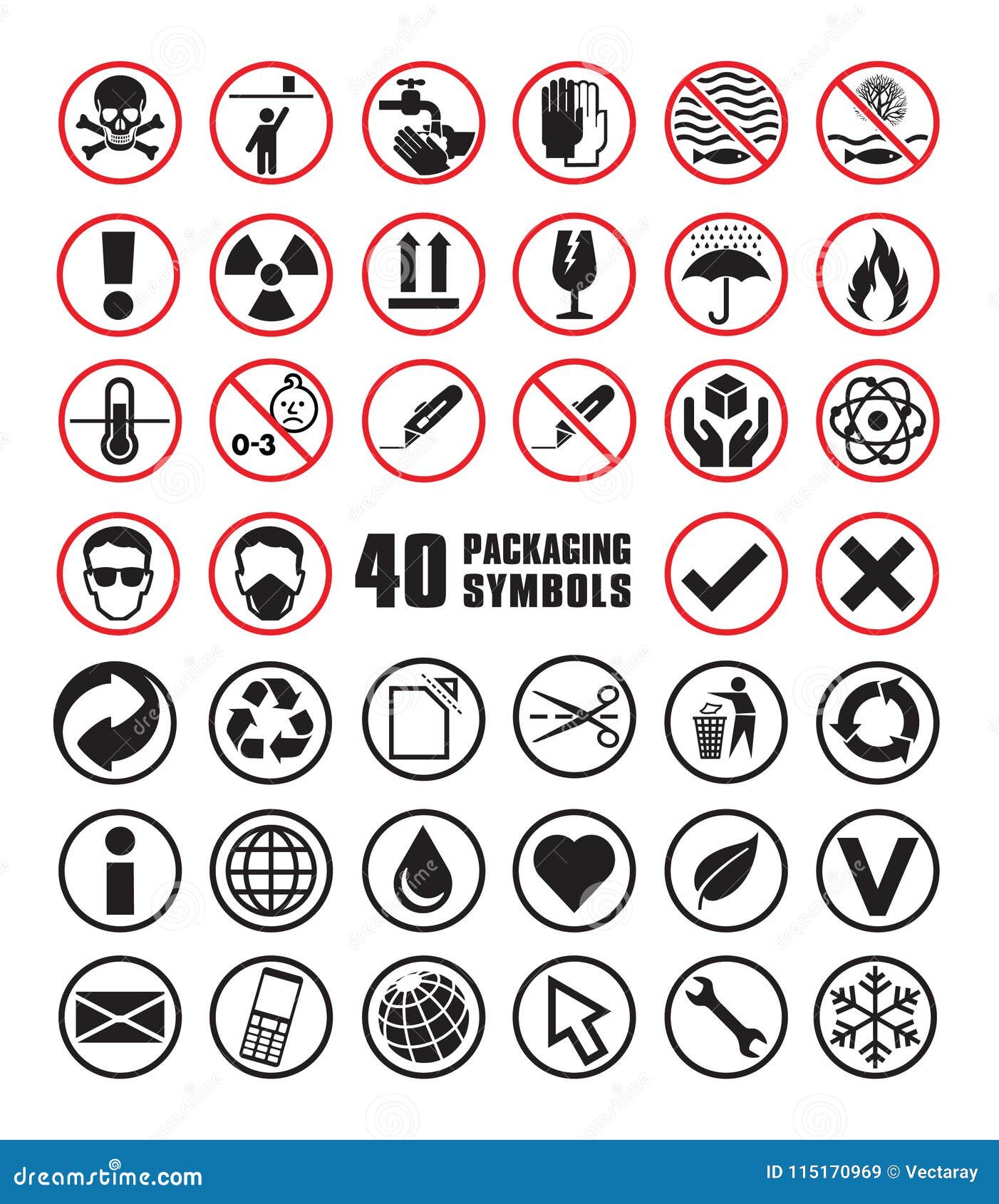 Set of Packaging Symbols in Vector Format Stock Vector - Illustration ...