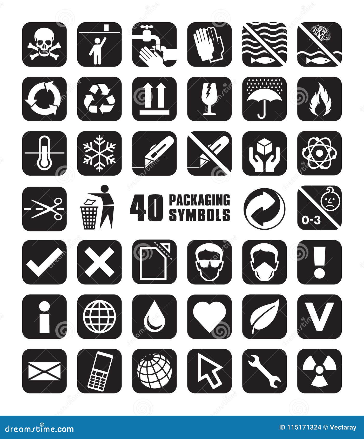 Set of Packaging Symbols in Vector Format Stock Illustration ...