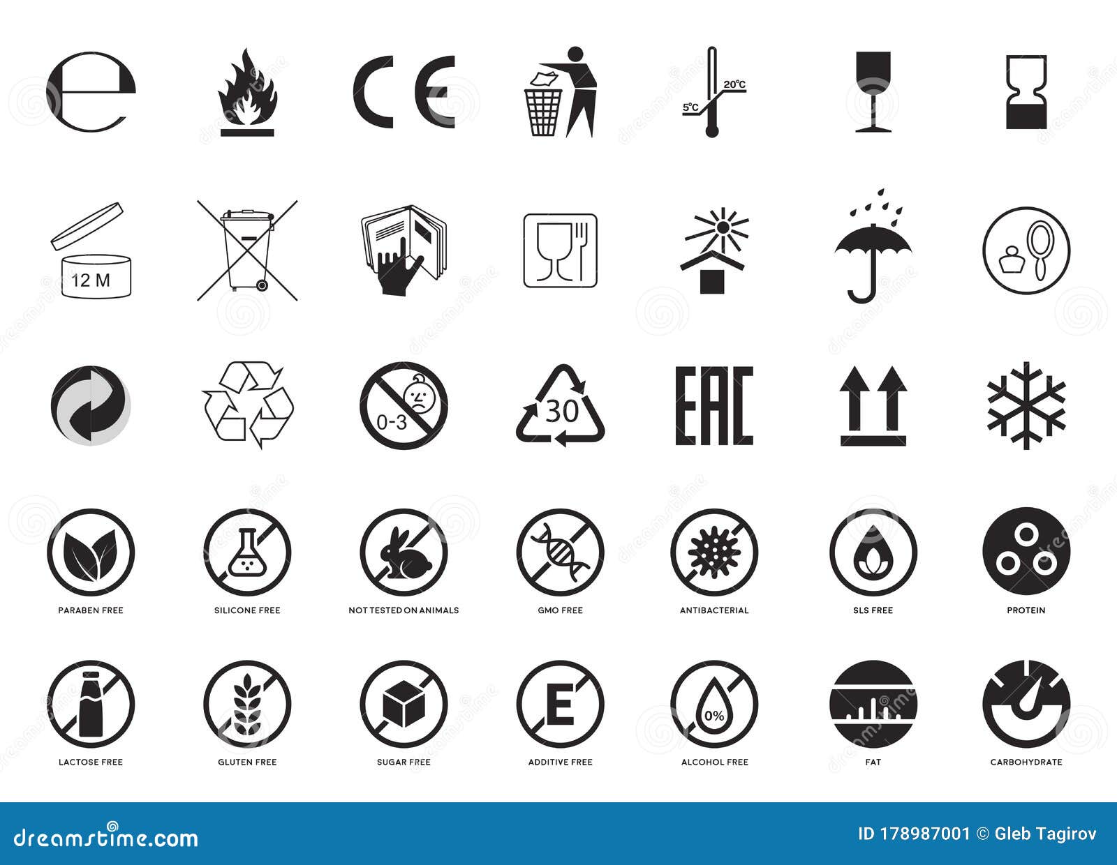 Set of Packaging Symbols stock illustration. Illustration of icon ...