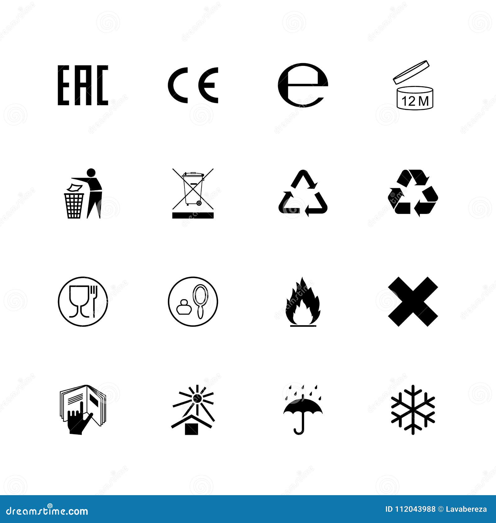 Set of Packaging Symbols and Marks. Vector Stock Vector - Illustration ...