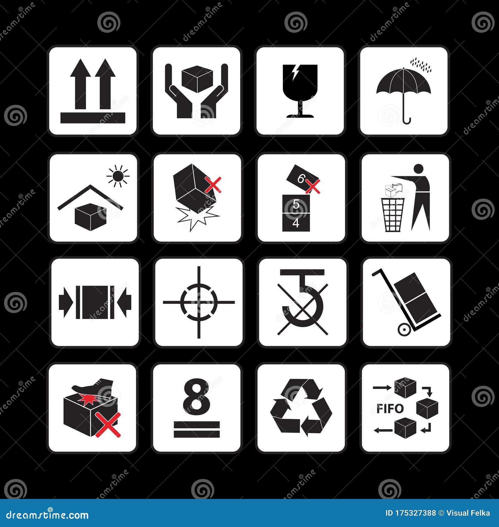 Set of Packaging Symbols Vector Illustrations Stock Vector ...