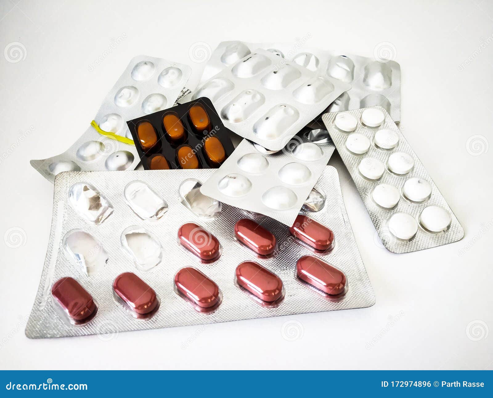 Packets of Tablets Medicines in White Background Stock Photo - Image of ...