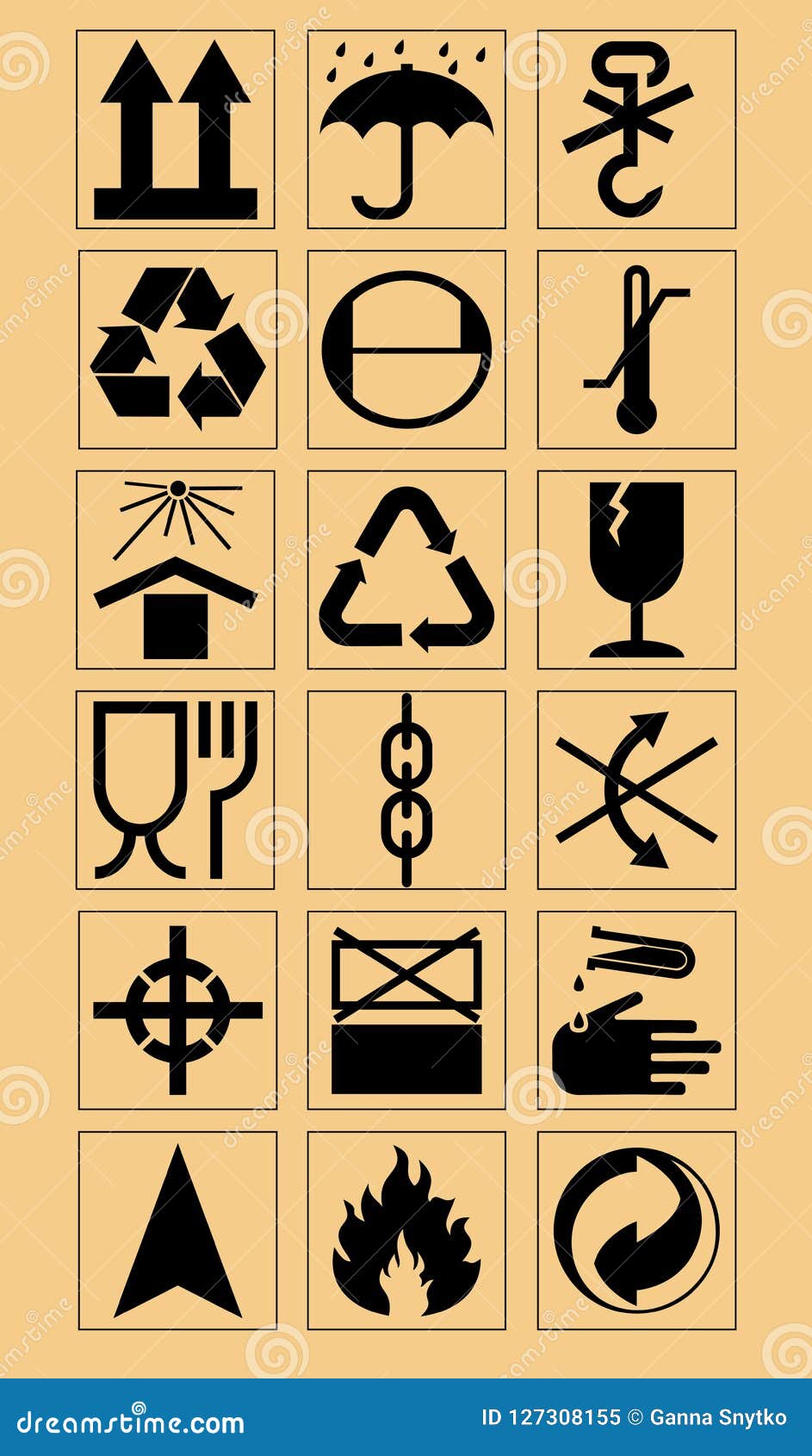 Set of Packing Symbols. Black an White Vector Illustration Stock Vector ...