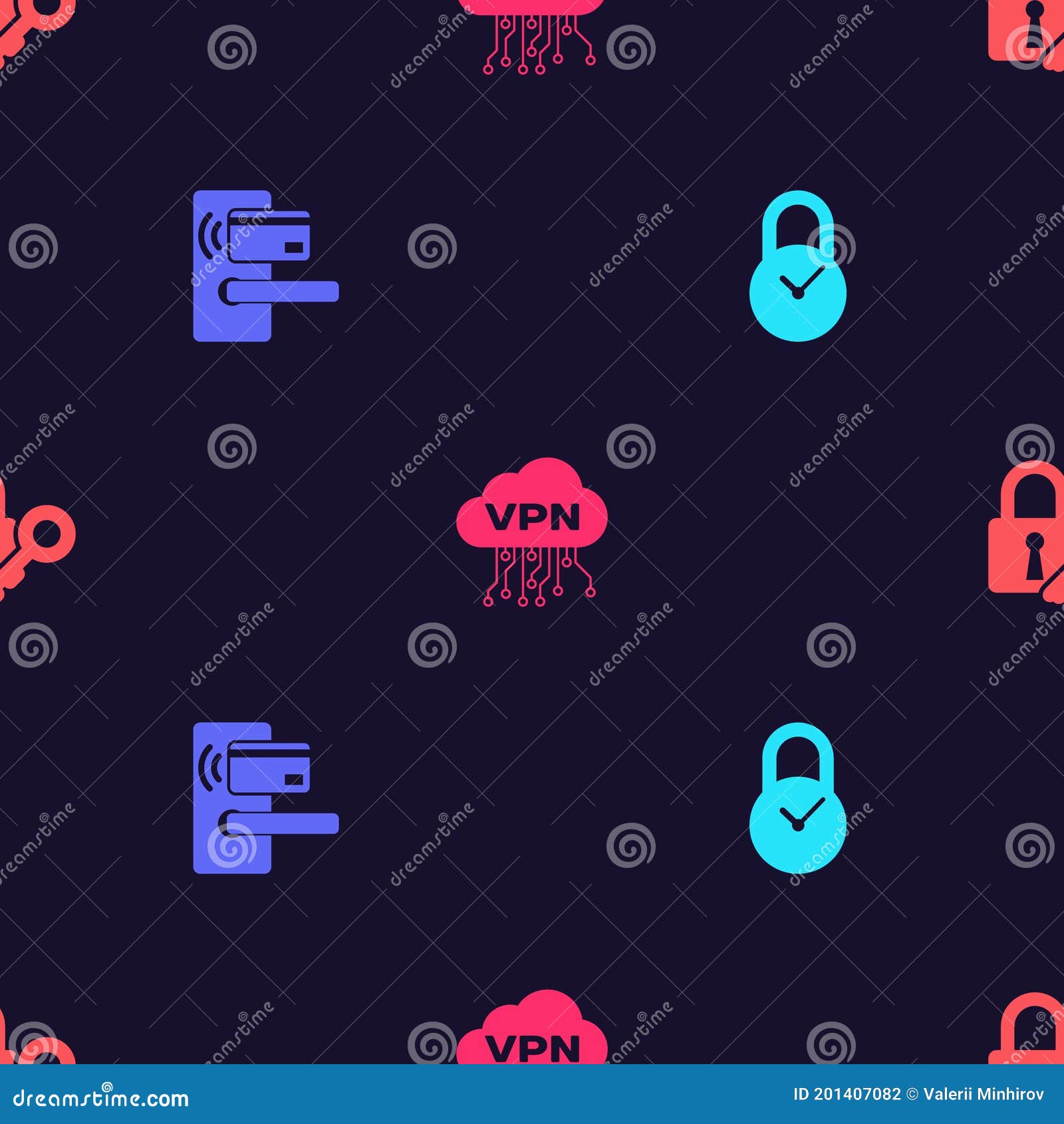 Set Padlock with Clock, Digital Door Wireless, Cloud VPN Interface and ...