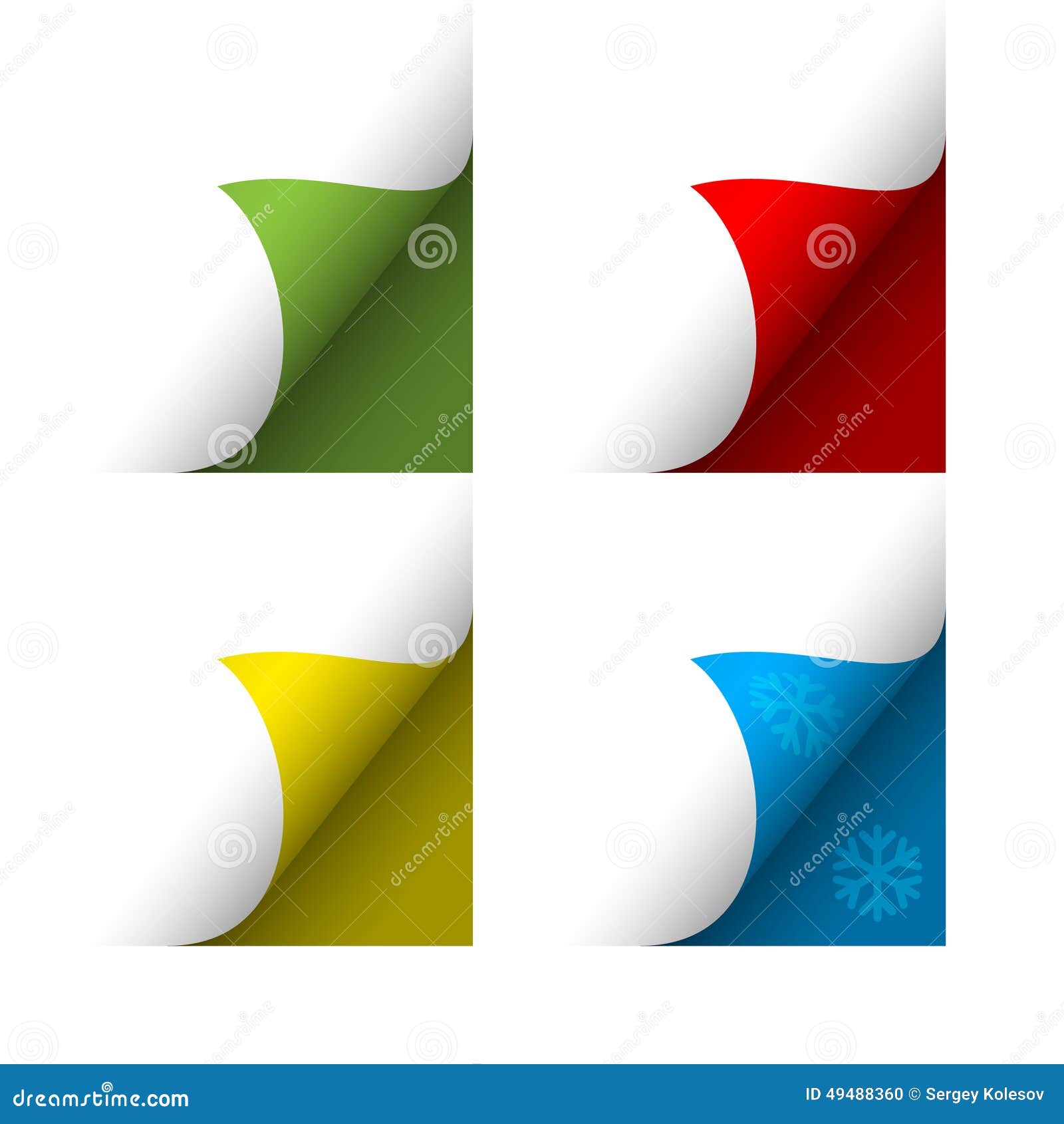 Curled Corners Set. Paper Page Curl Corner, Flip Turn Fold Sheet ...