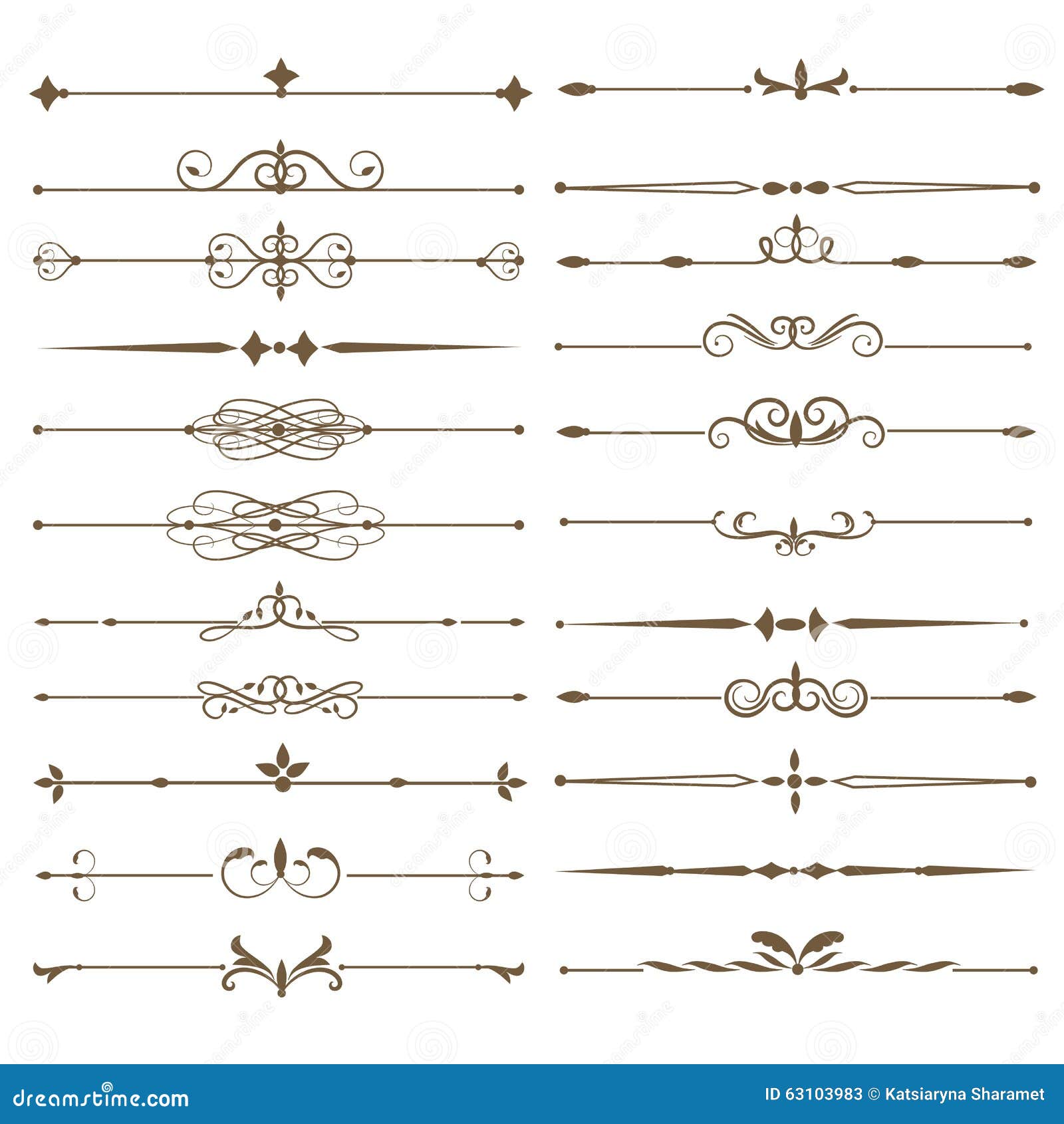 Antique Decorative Elements, Set Page Dividers. Cartoon Vector ...
