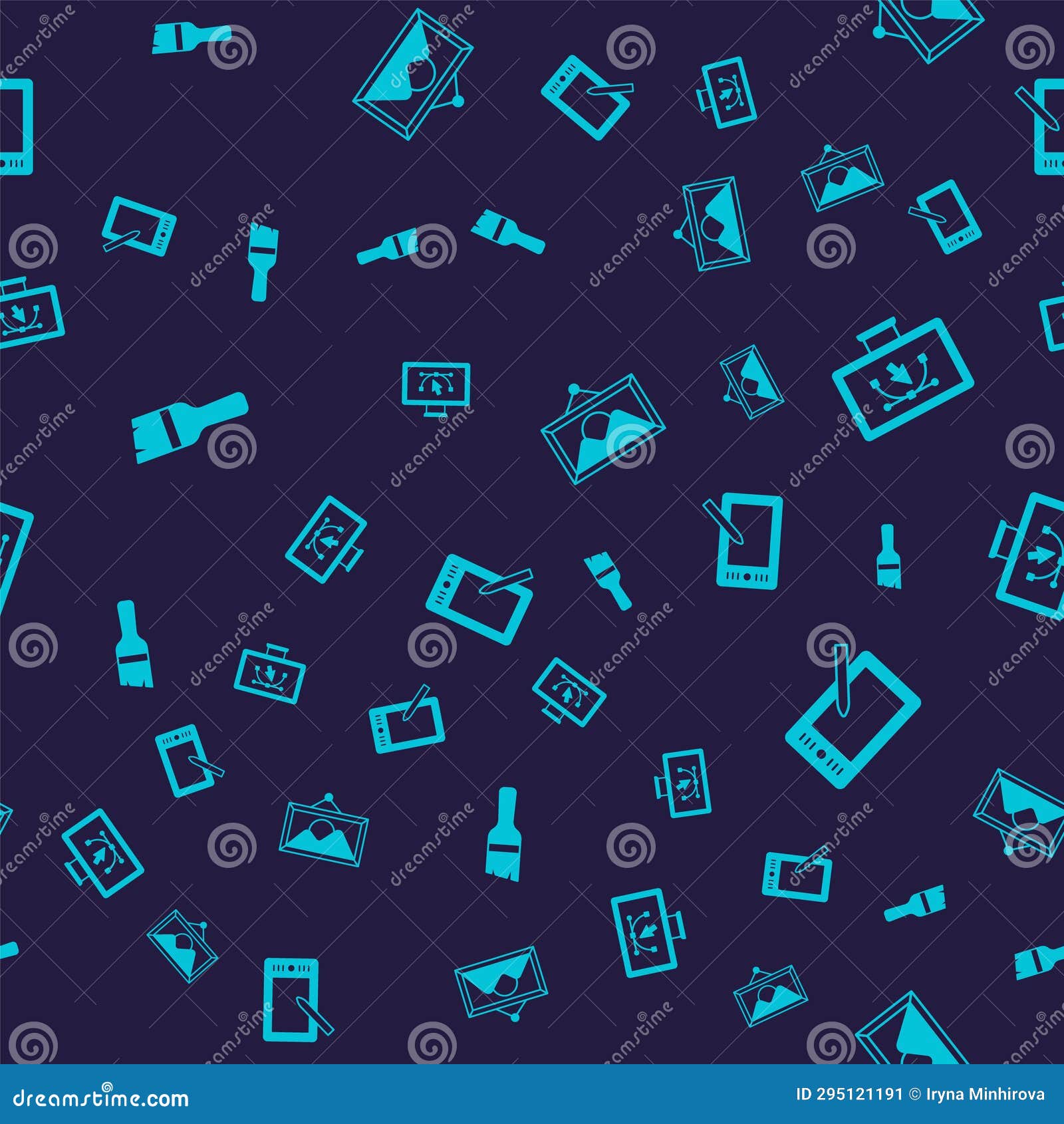 Set Paint Brush, Computer with Design Program, Picture Landscape and ...