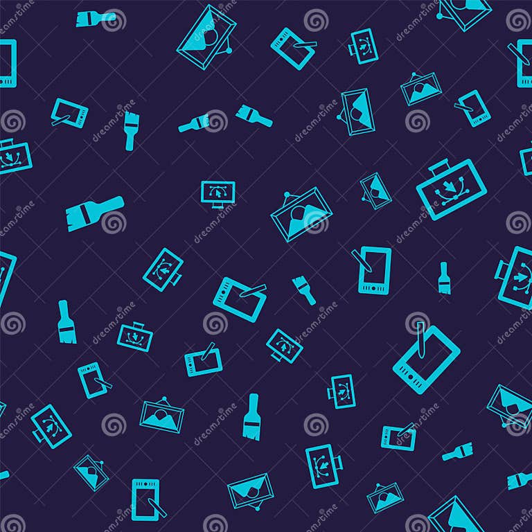 Set Paint Brush, Computer with Design Program, Picture Landscape and ...