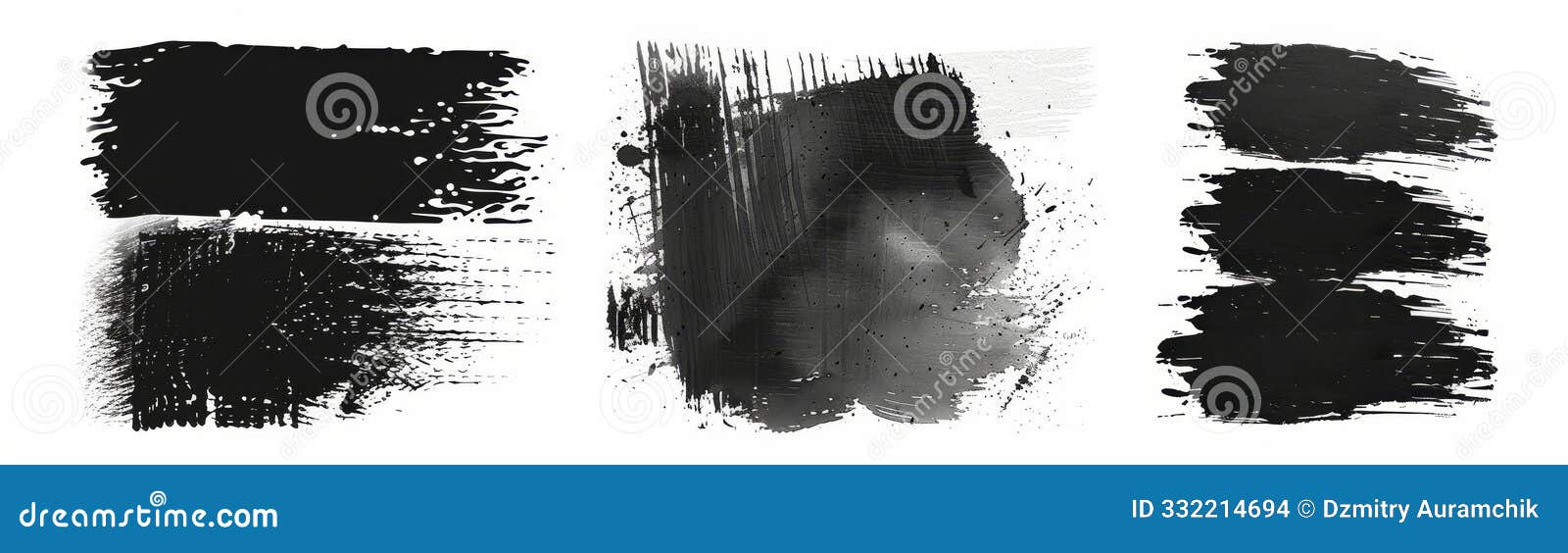 The Set of Paint Brush Strokes, Ink Splatter Texture is Suitable for ...