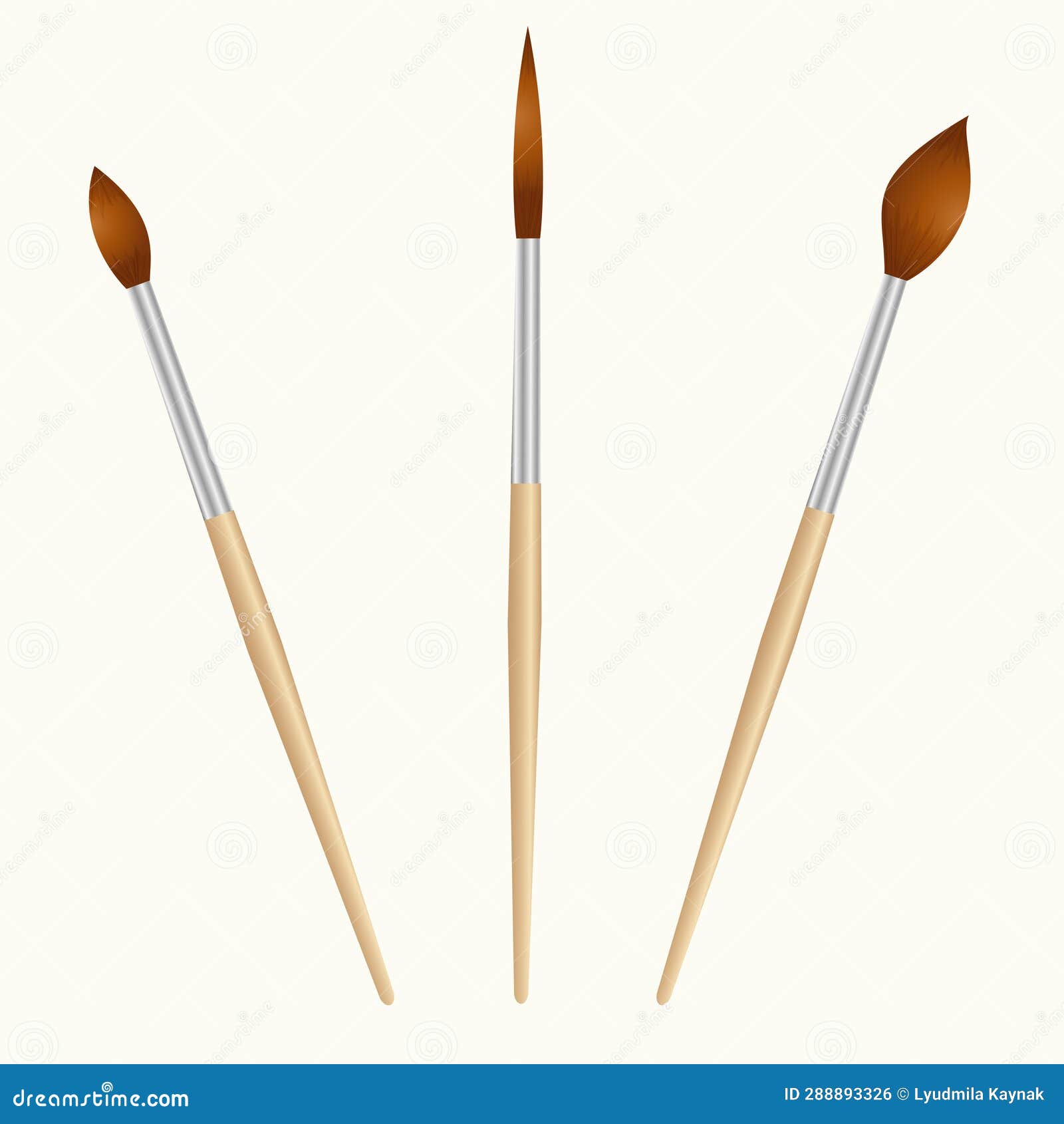 Set of 3 paint brushes stock vector. Illustration of creative - 288893326