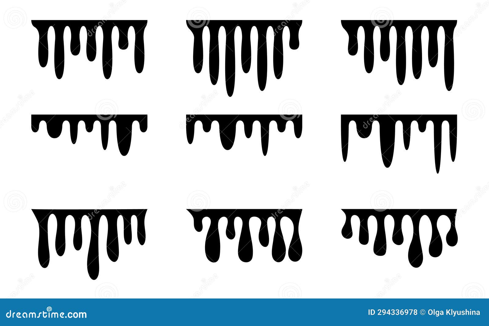 Black Melt Drips. Liquid Paint Drops Seamless Vector. Dripping Paint ... Black Melt Drips. Liquid Paint Drops Seamless Vector. Dripping Paint ...