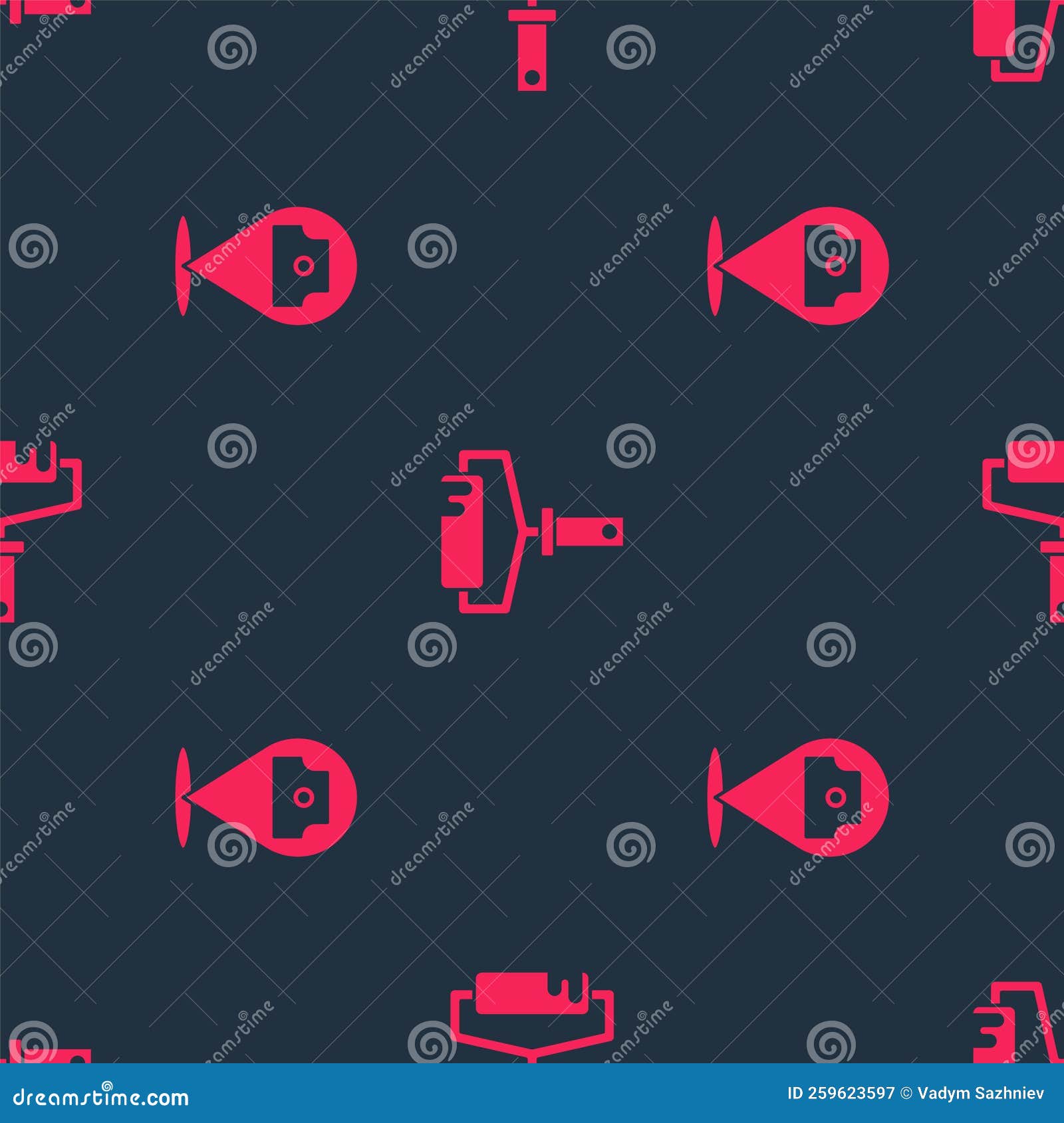 Set Paint Spray Can and Roller Brush on Seamless Pattern. Vector Stock ... Set Paint Spray Can and Roller Brush on Seamless Pattern. Vector Stock ...