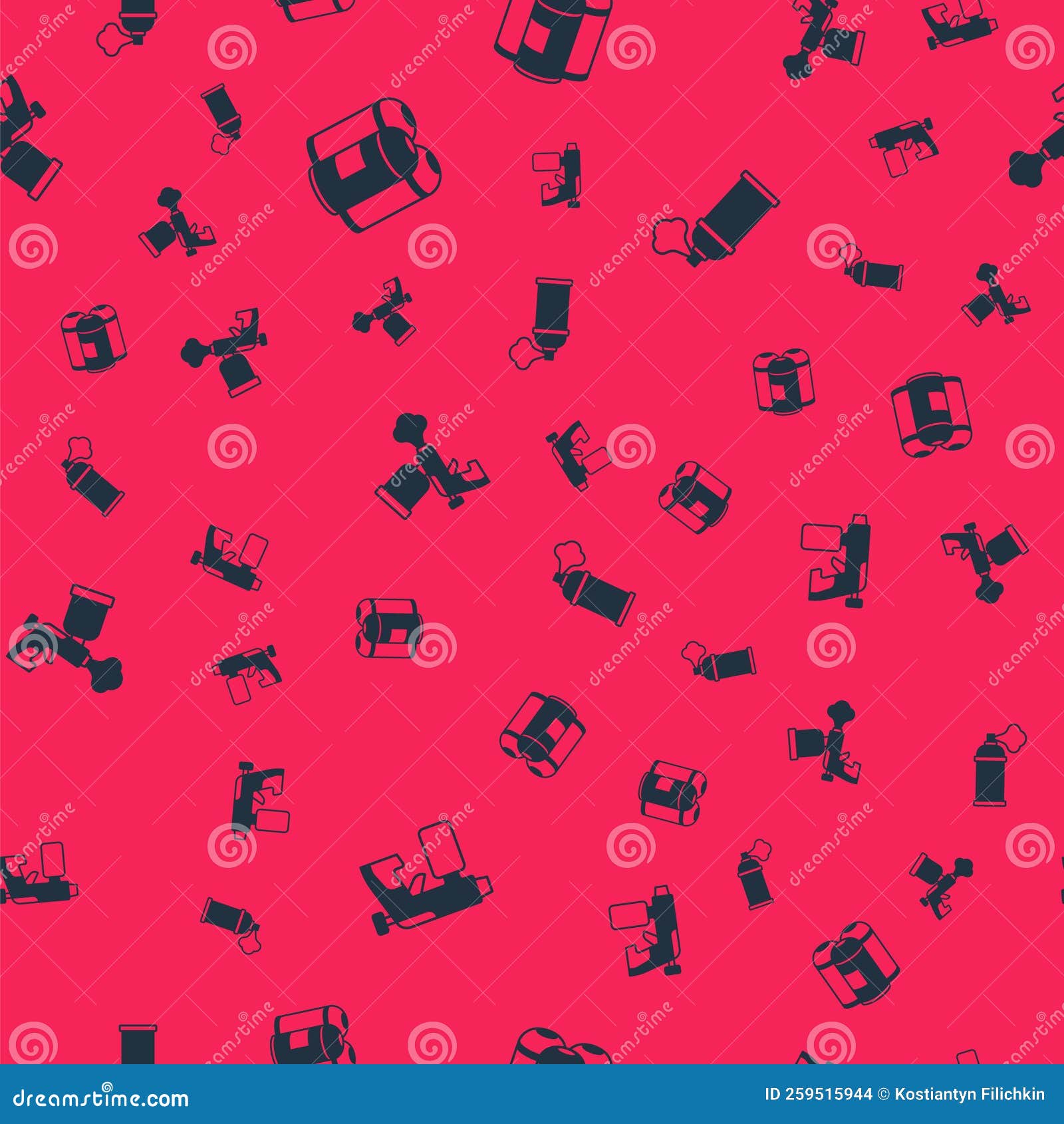Set Paint Spray Gun, Can, and on Seamless Pattern. Vector Stock Vector ...