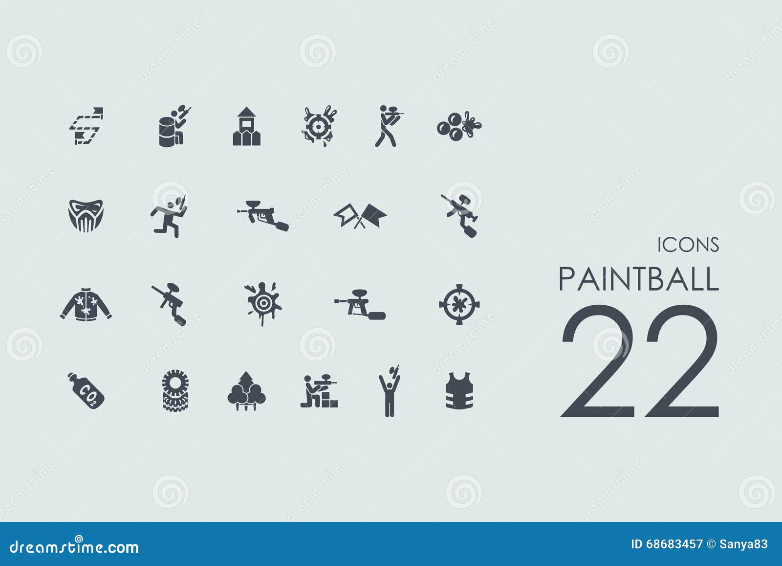 Set of paintball icons stock vector. Illustration of paintball - 68683457