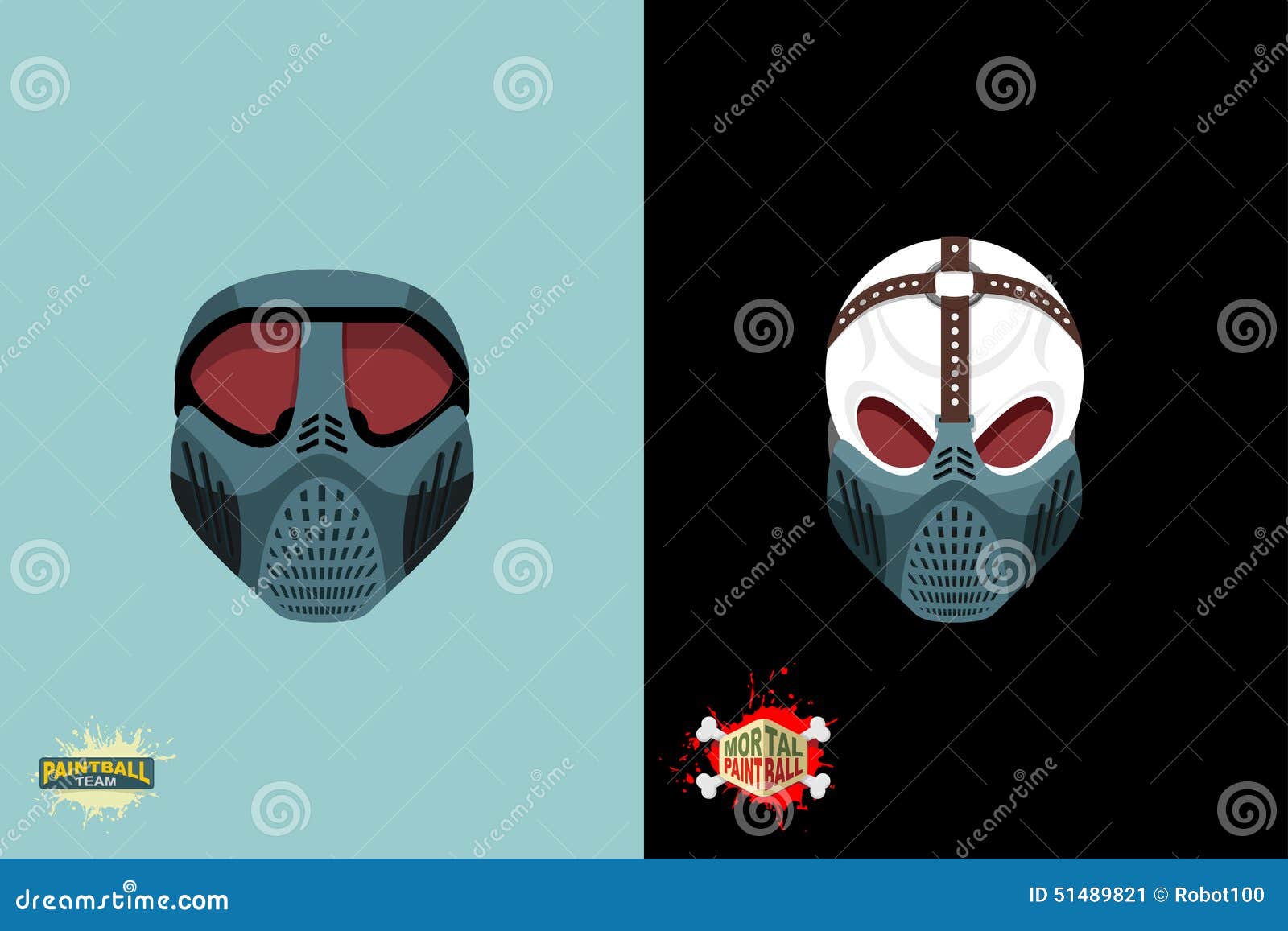 Set paintball mask. stock vector. Illustration of skull - 51489821