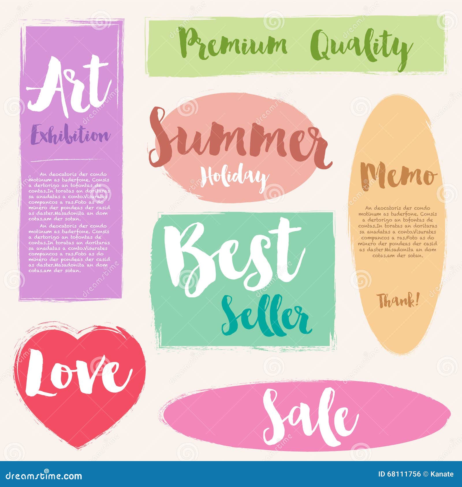 Set of Painted Brush Style Label Stock Vector - Illustration of premium ...