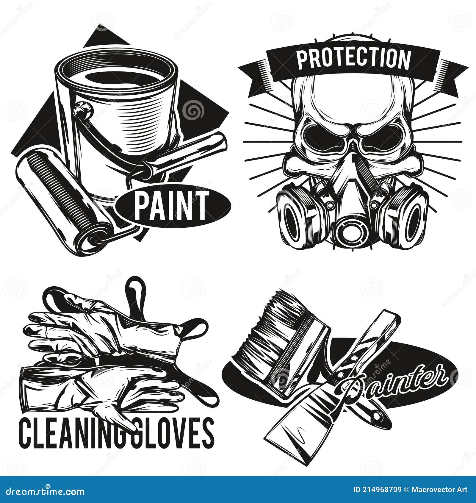 Set of Painter`s Facilities Emblems, Labels, Badges, Logos. Isolated on ...
