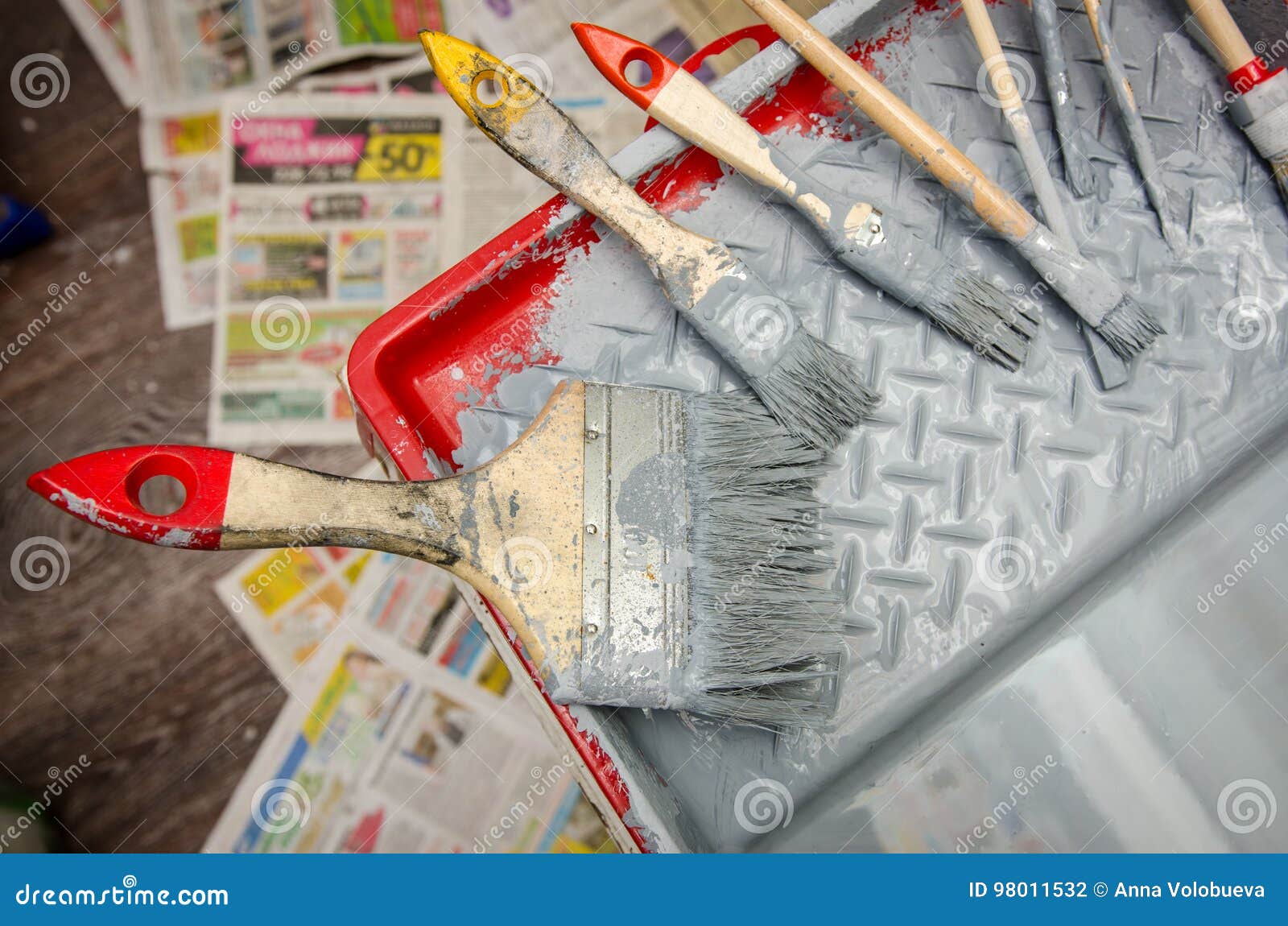 Set of painter tools stock photo. Image of paint, floor - 98011532