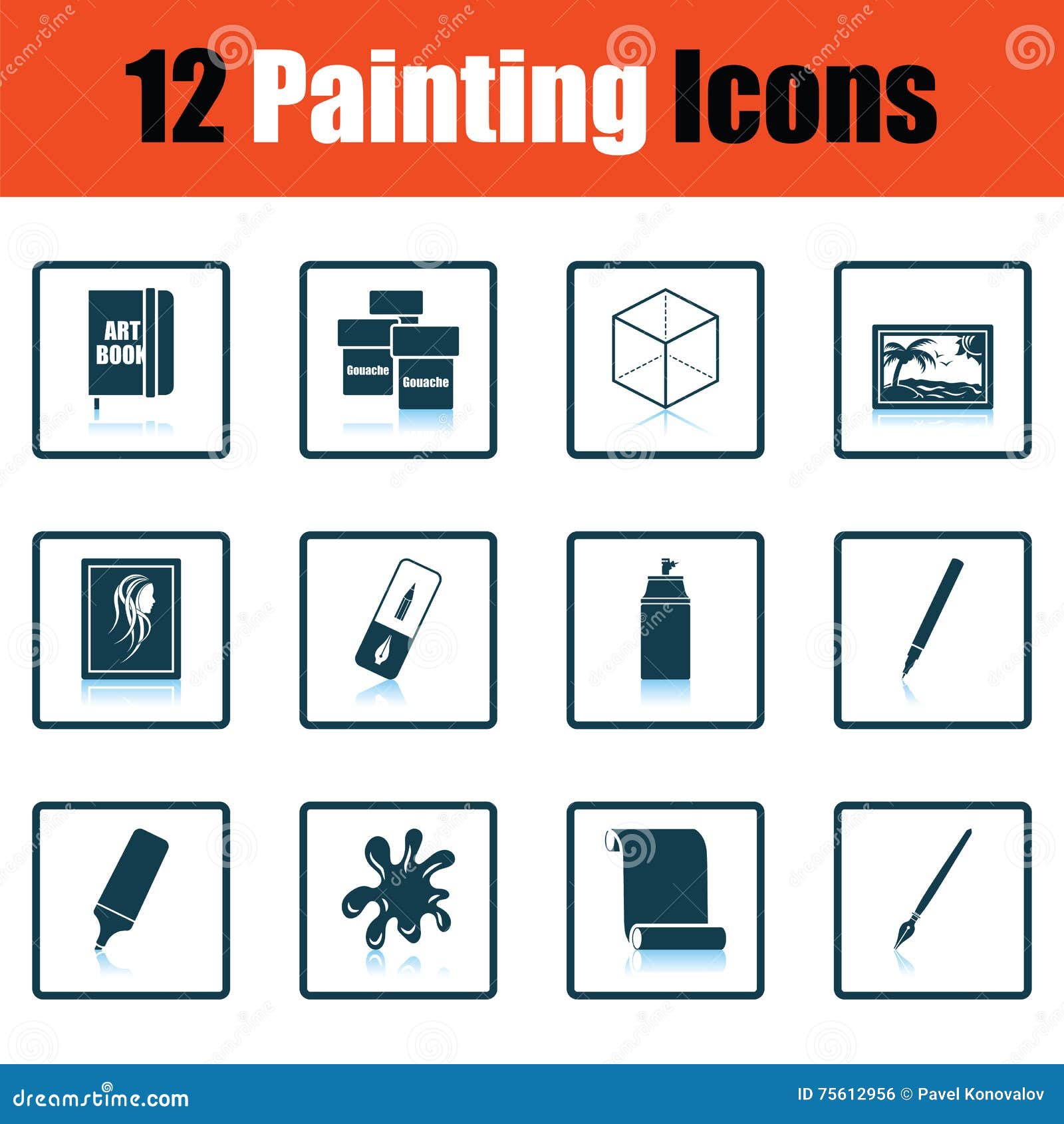 Set of painting icons stock vector. Illustration of frame - 75612956