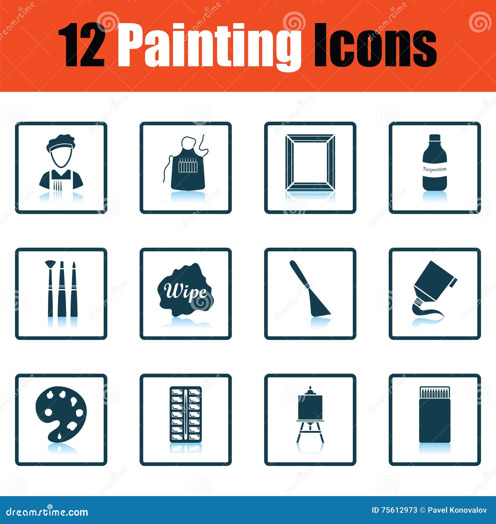 Set of painting icons stock vector. Illustration of supply - 75612973