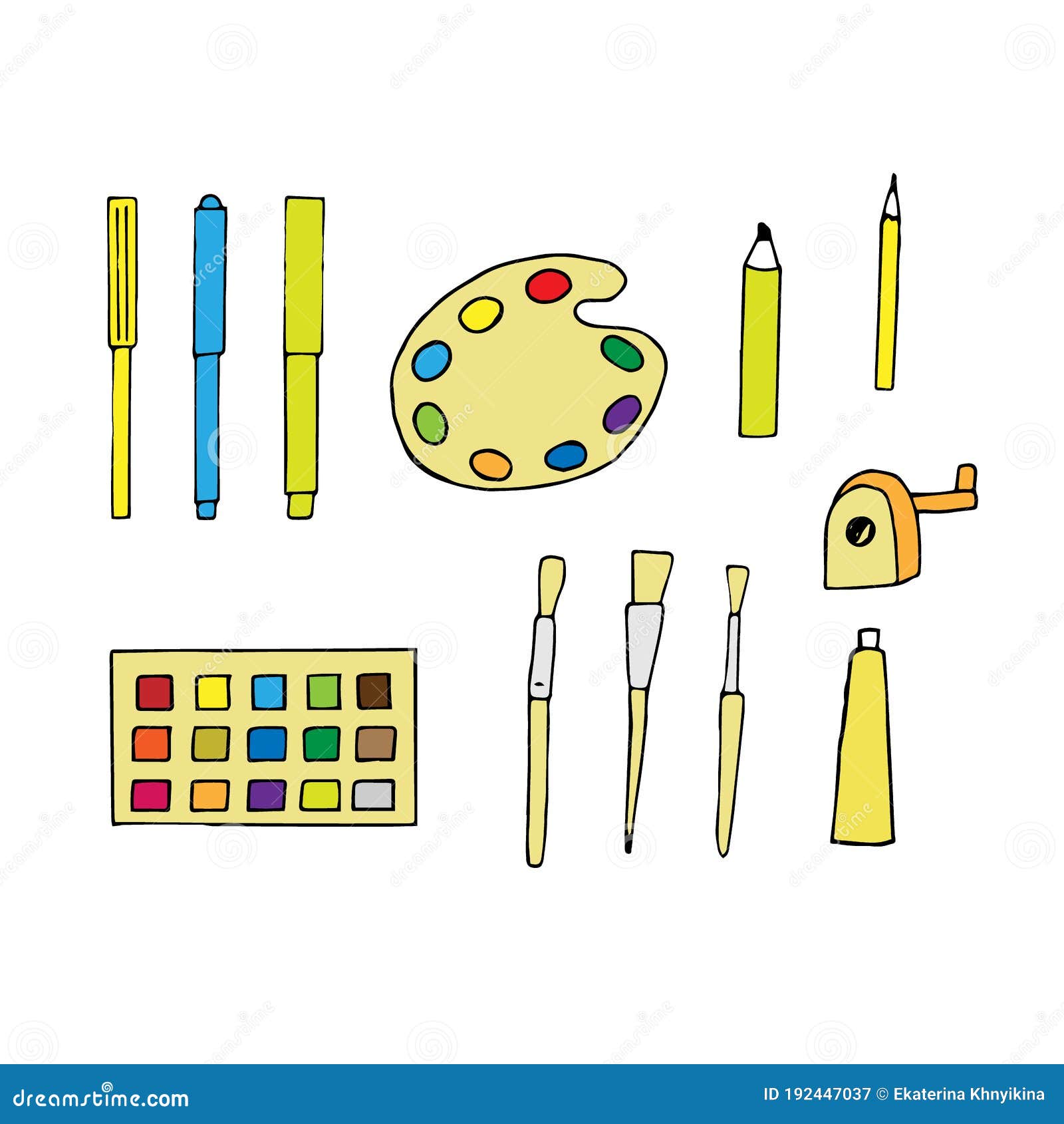 Set Painting, Vector Illustration Stock Illustration - Illustration of ...