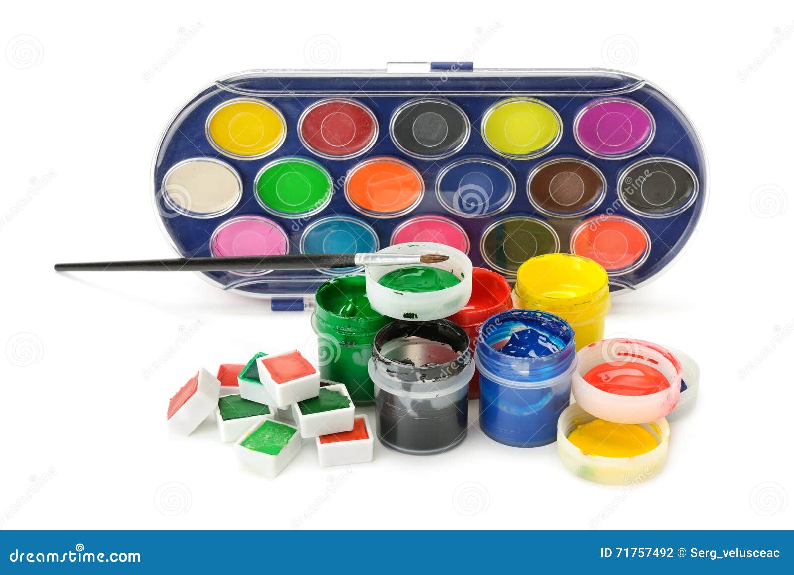 Set of paints stock photo. Image of multi, objects, palette - 71757492