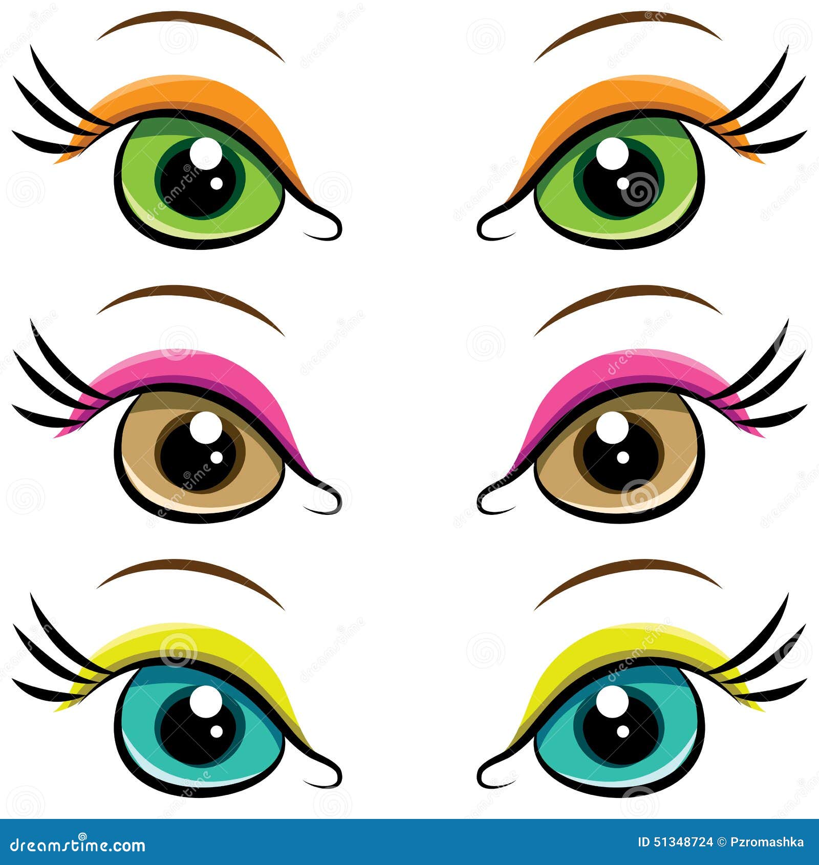 Set of Pairs of Eyes. Vector Stock Vector - Illustration of face, green ...
