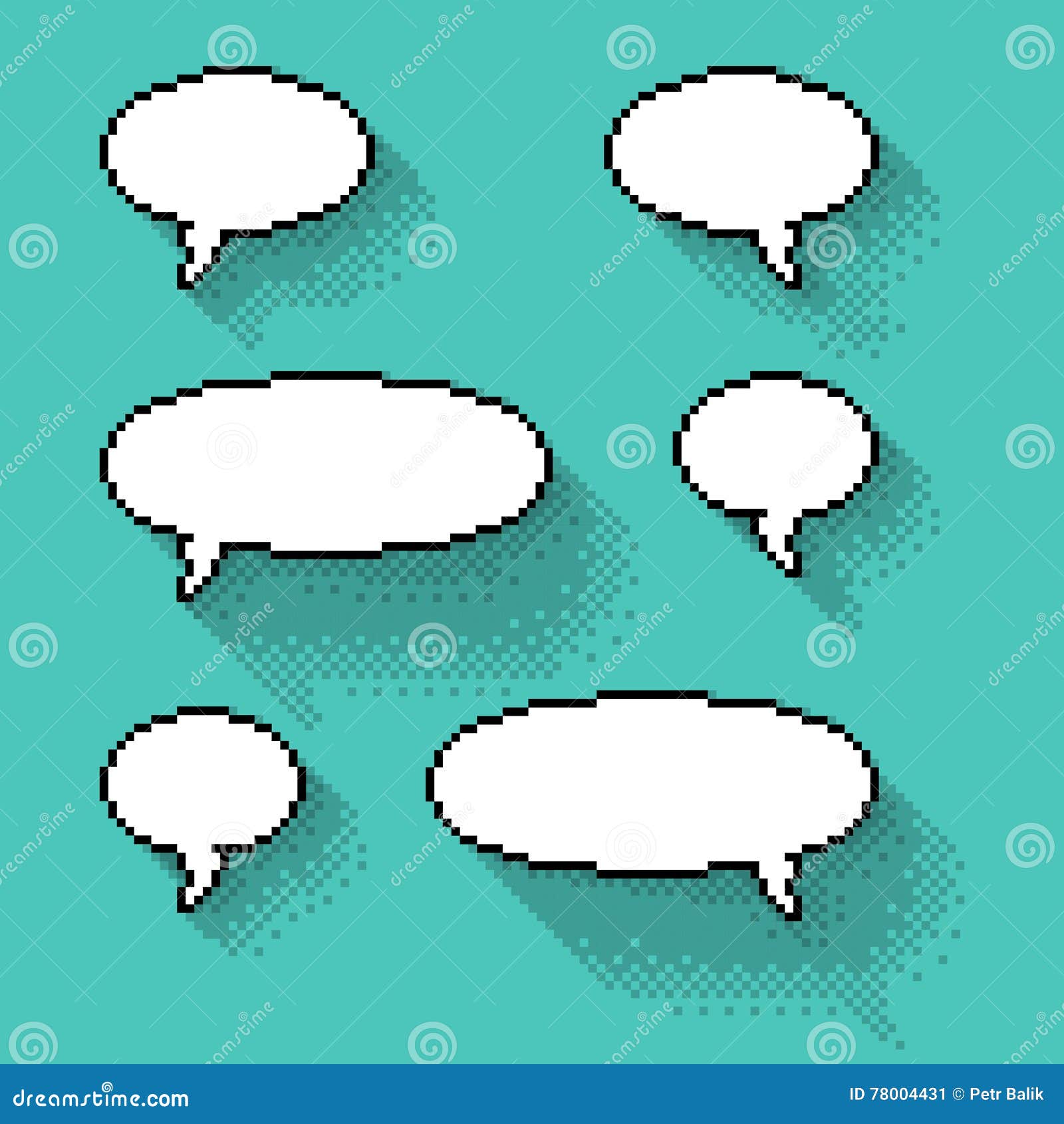 Set of Pairs Pixels Bubbles in Flat Design Stock Vector - Illustration ...