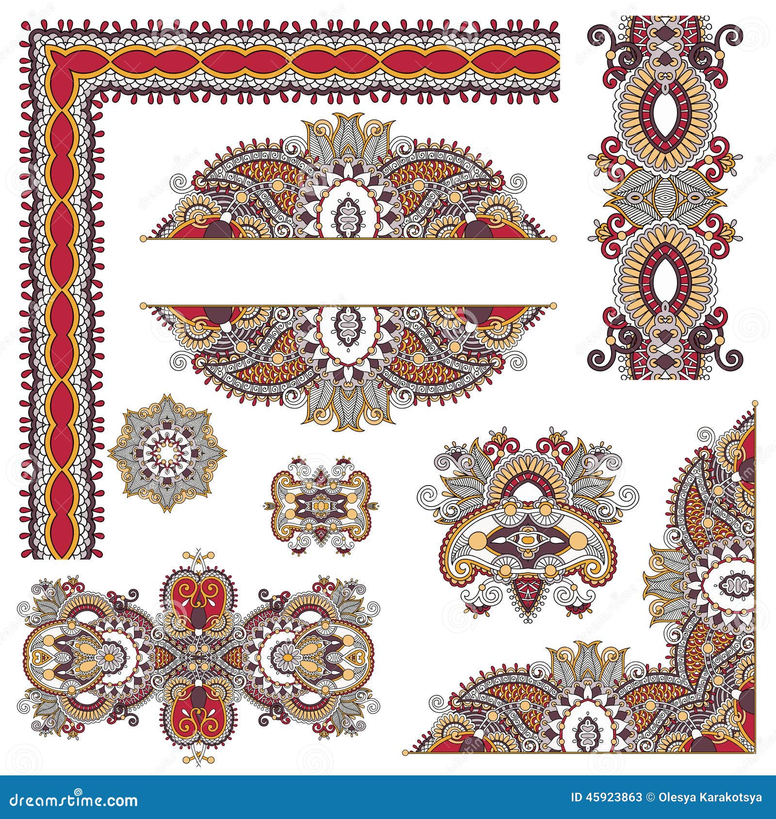 Set of Paisley Floral Design Elements for Page Stock Vector ...