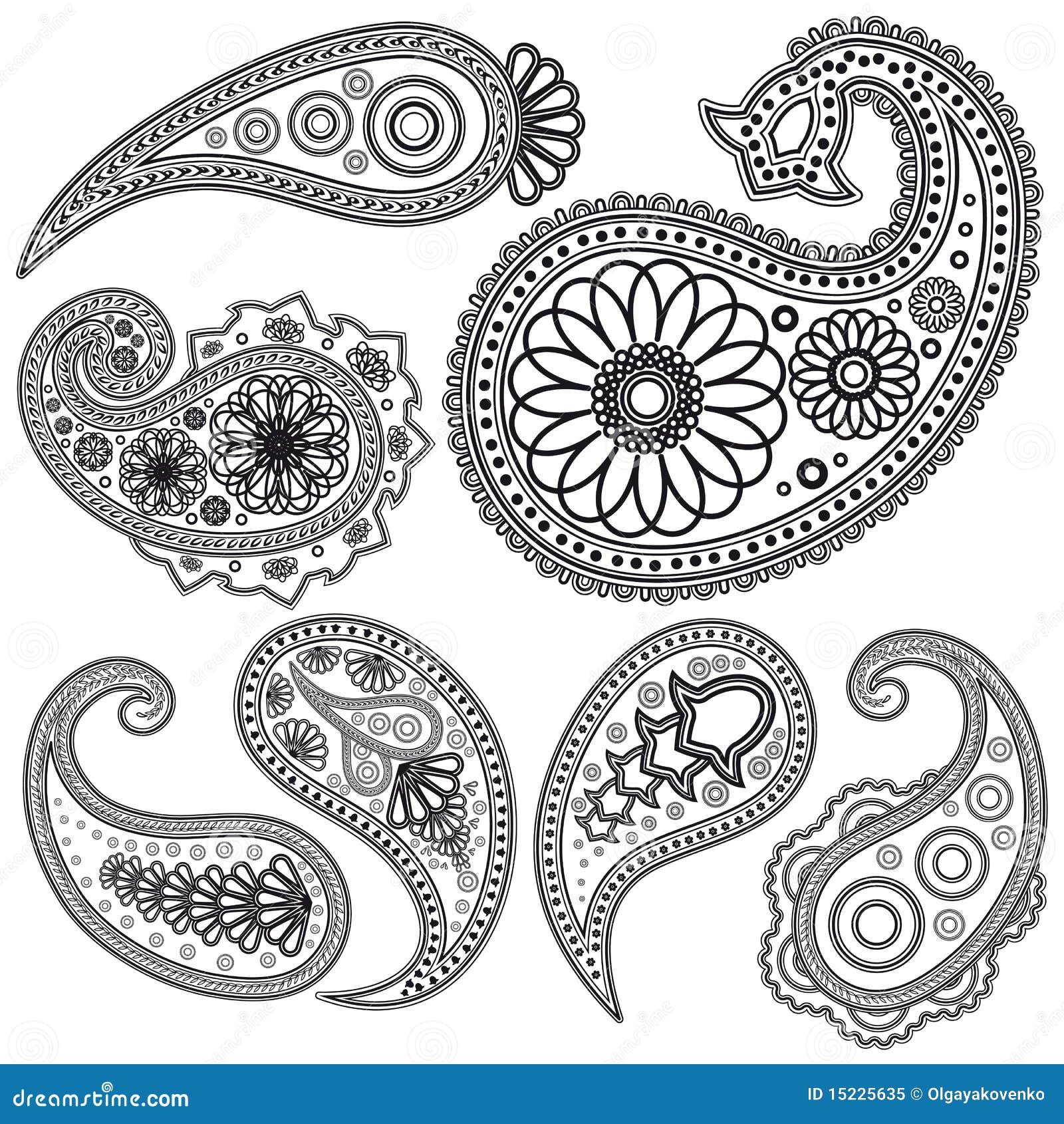 Set of Paisley Patterns for Design. Stock Vector - Illustration of ...