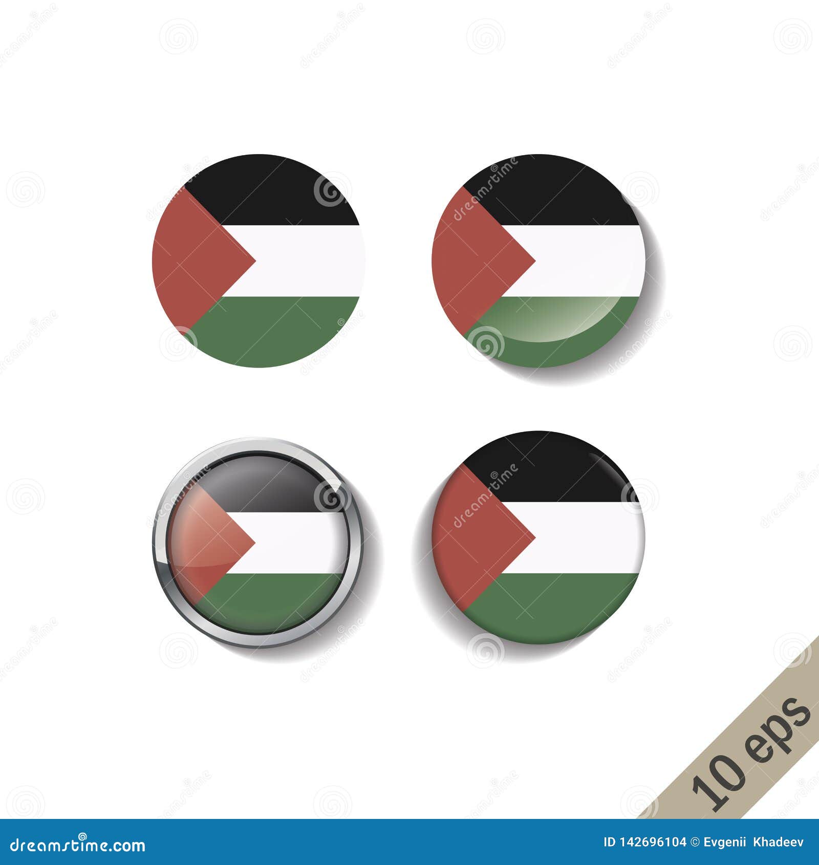 Set of PALESTINE Flags Round Badges Stock Illustration - Illustration ...