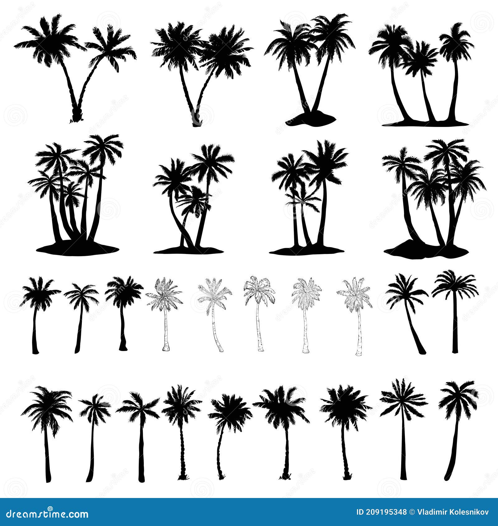 Palm trees icons set stock vector. Illustration of silhouette - 209195348 Palm trees icons set stock vector. Illustration of silhouette - 209195348