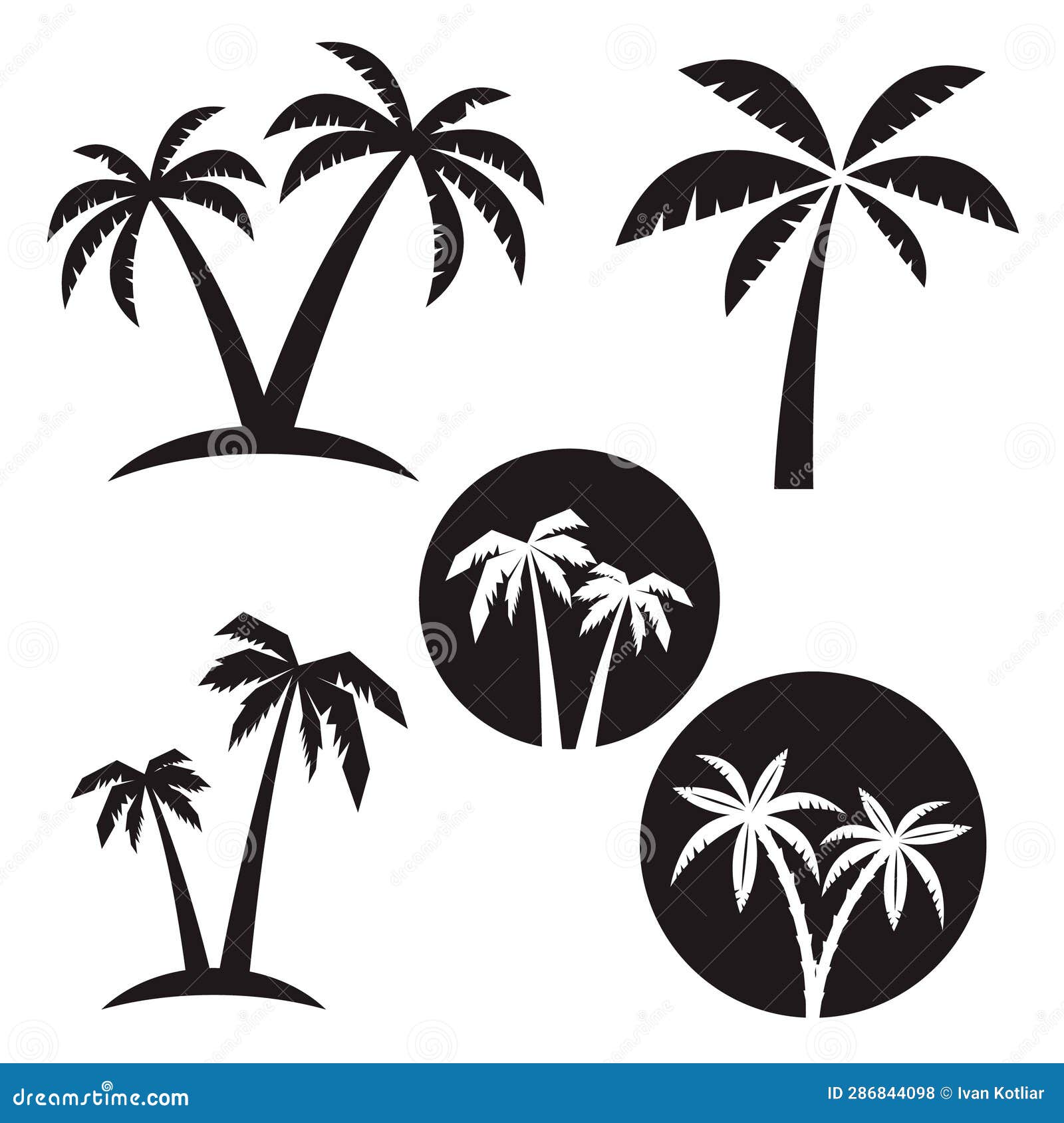 Set of Palm Tree Labels and Design Elements. Vintage Palms ...