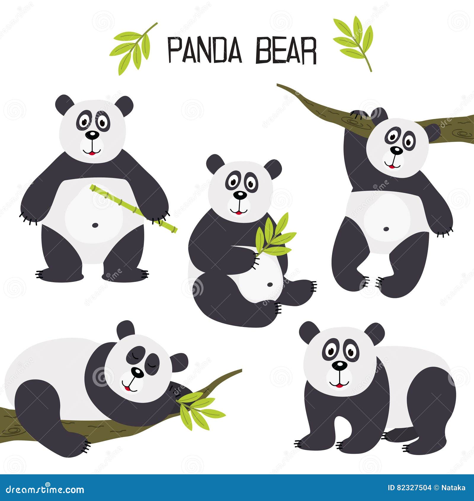 Set of panda bear stock vector. Illustration of sitting - 82327504
