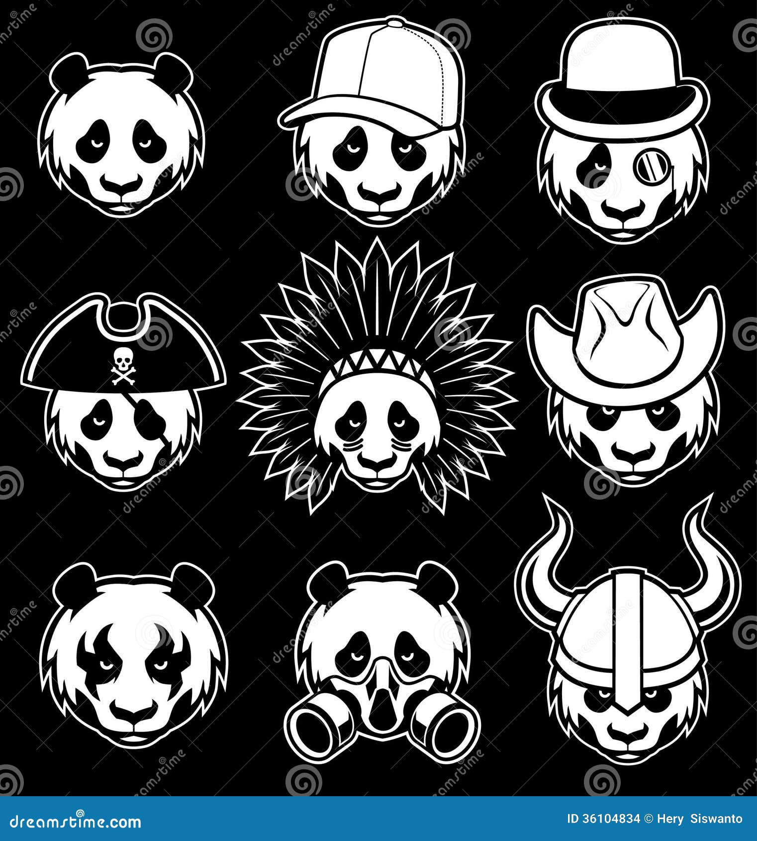 Panda Head Silhouette Vector Illustration | CartoonDealer.com #75949364