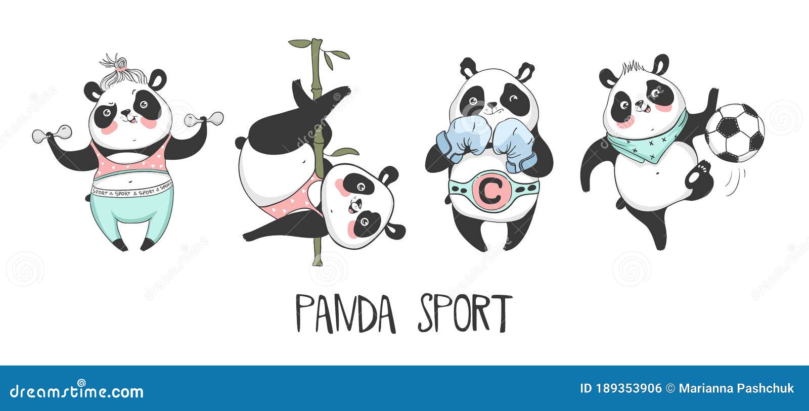 Set of Panda Sport. Vector Illustration EPS10 Stock Vector ...