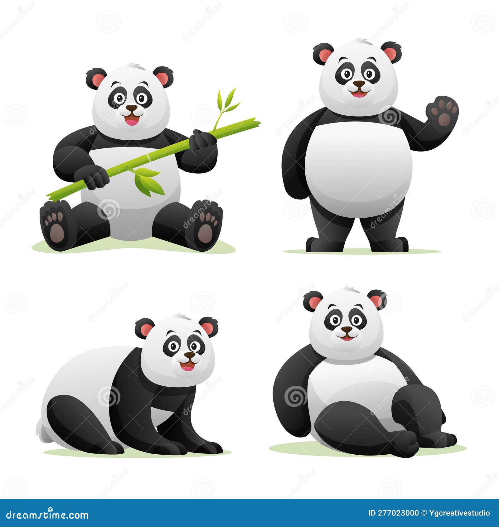 Set of Panda in Various Poses Stock Vector - Illustration of collection ...