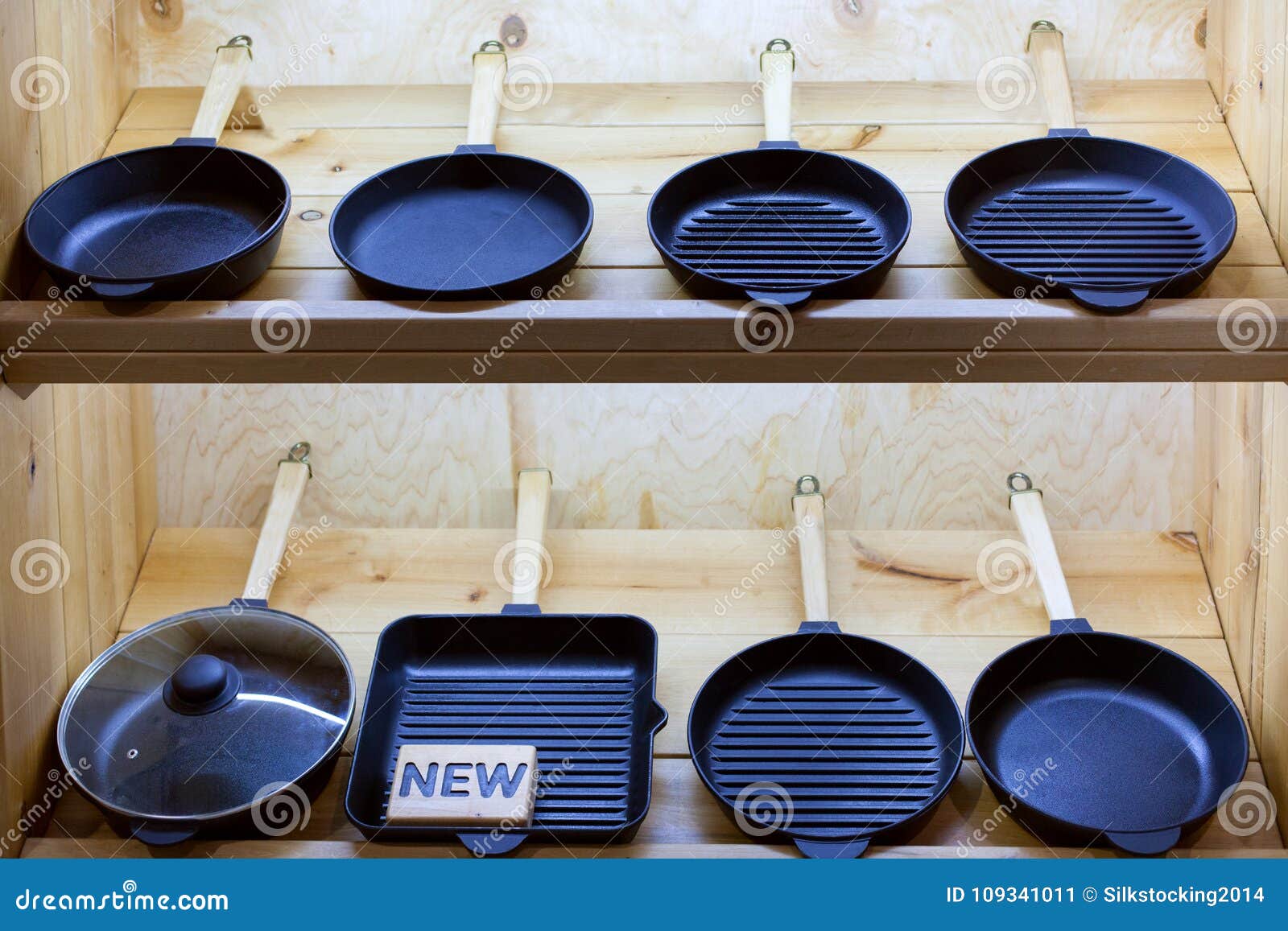 Set of pans. stock image. Image of dish, flat, handle - 109341011