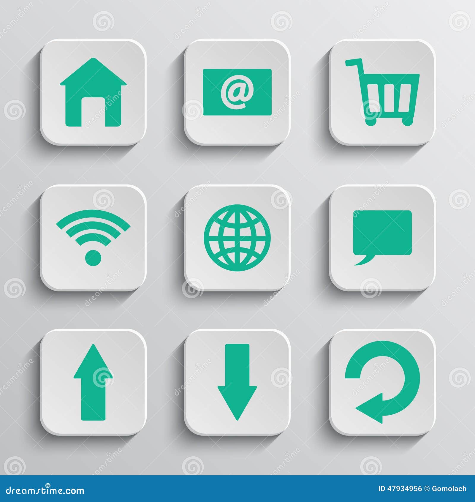 Set of paper app buttons stock vector. Illustration of mail - 47934956