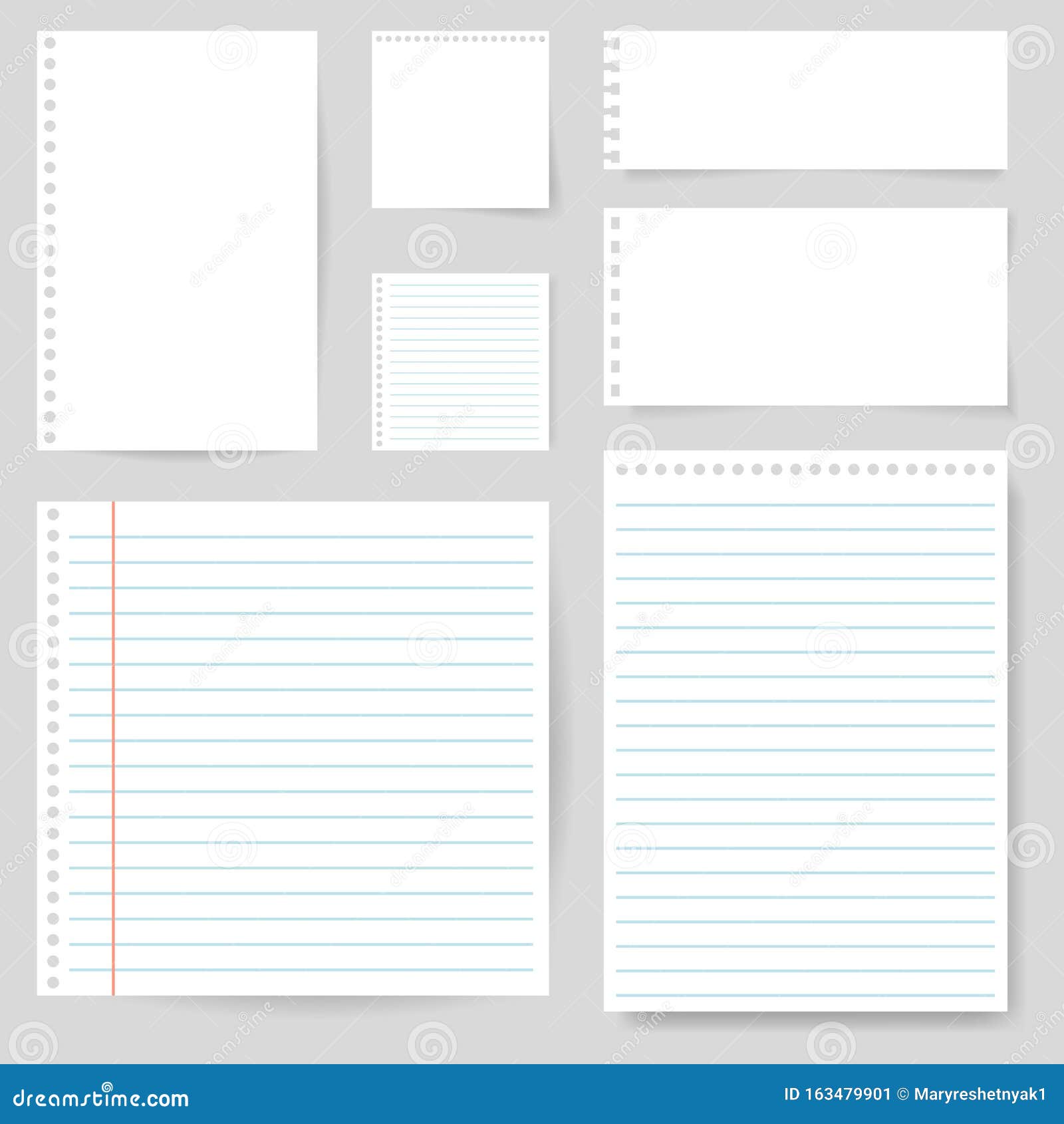 Set Of Paper Blank With Line For Note, Mail, Shcool. Torn Sheet Of ...