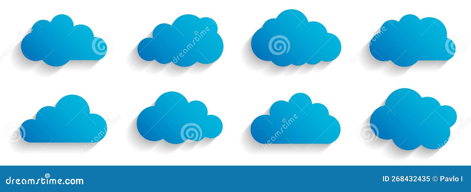 Set Paper Blue Clouds with Shadows – Stock Vector Stock Illustration ...