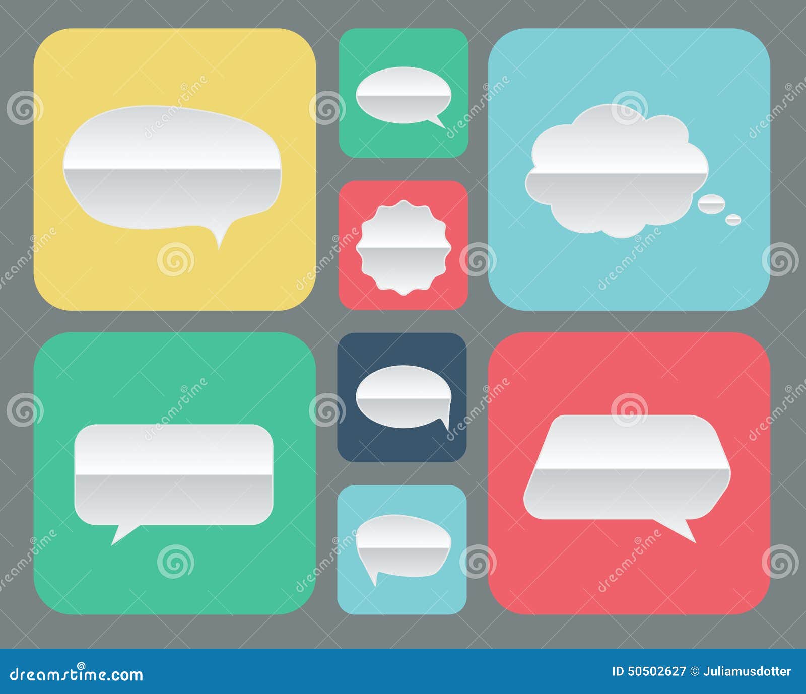 Set of paper bubbles icons stock vector. Illustration of pack - 50502627