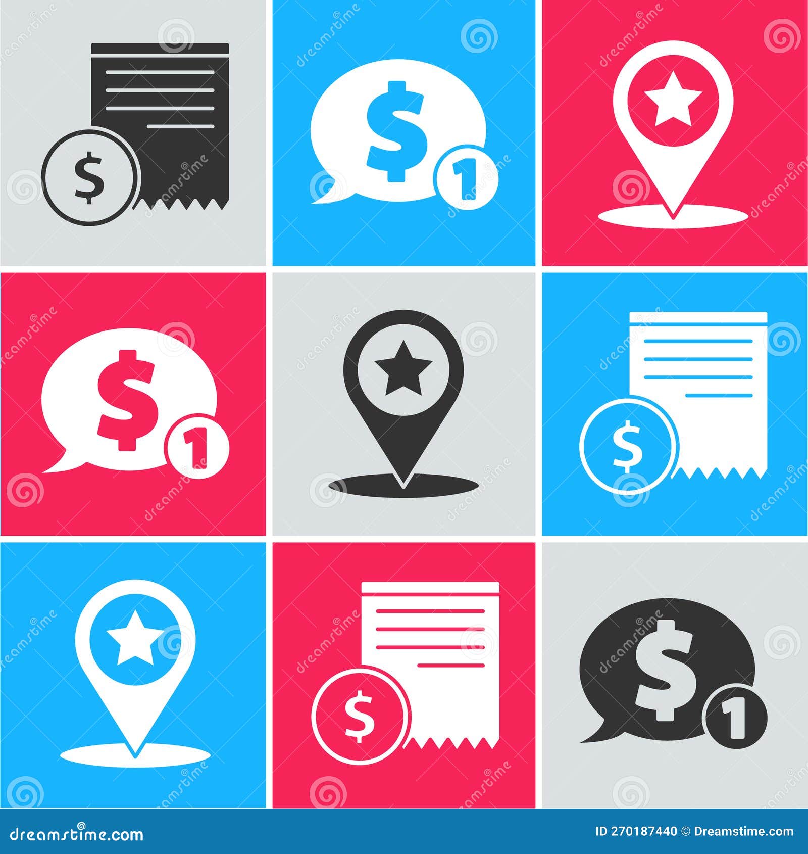 Set Paper Check and Financial Check, Speech Bubble with Dollar and Map ...